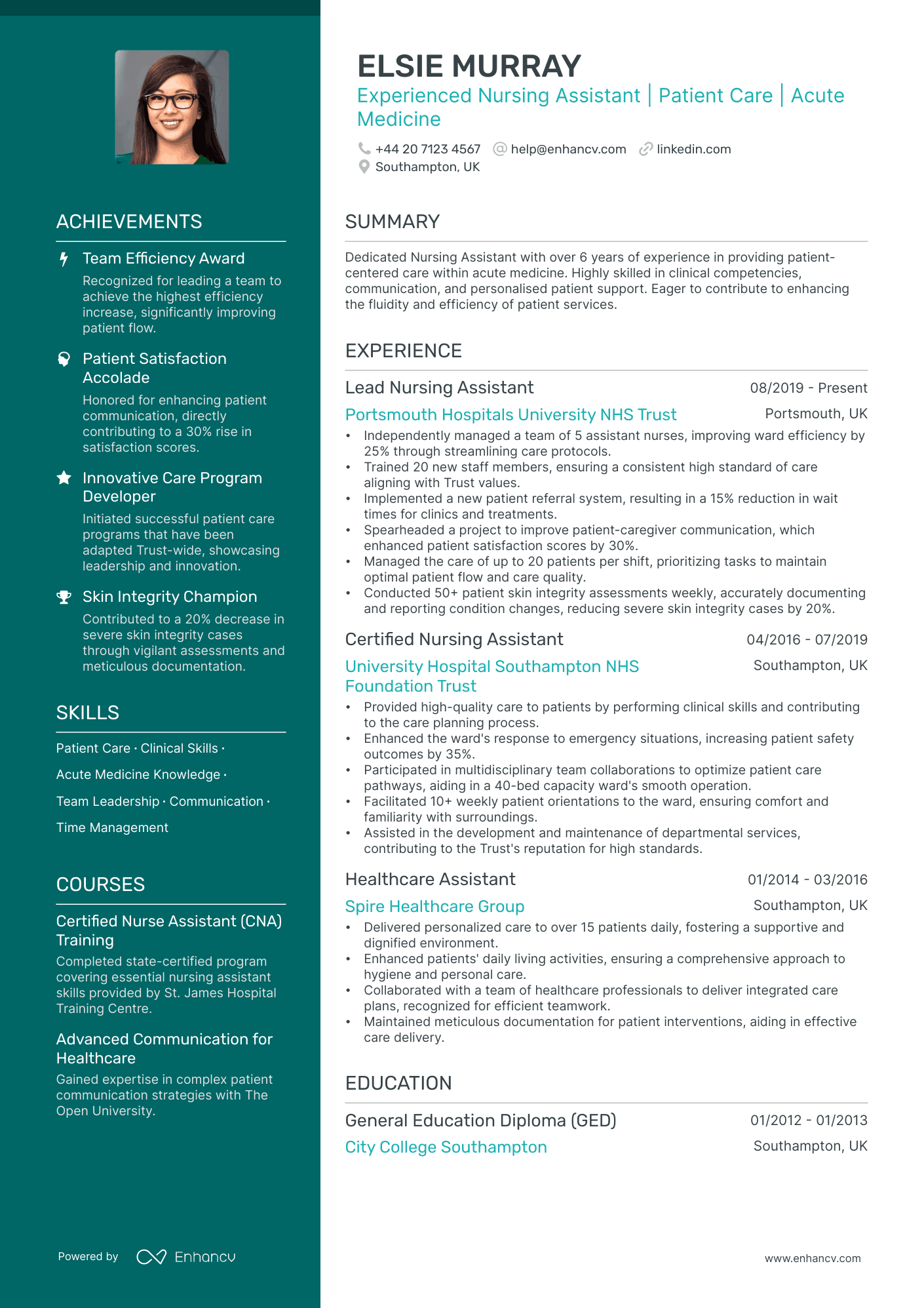 Nursing Assistant CV Examples & Guide for 2025