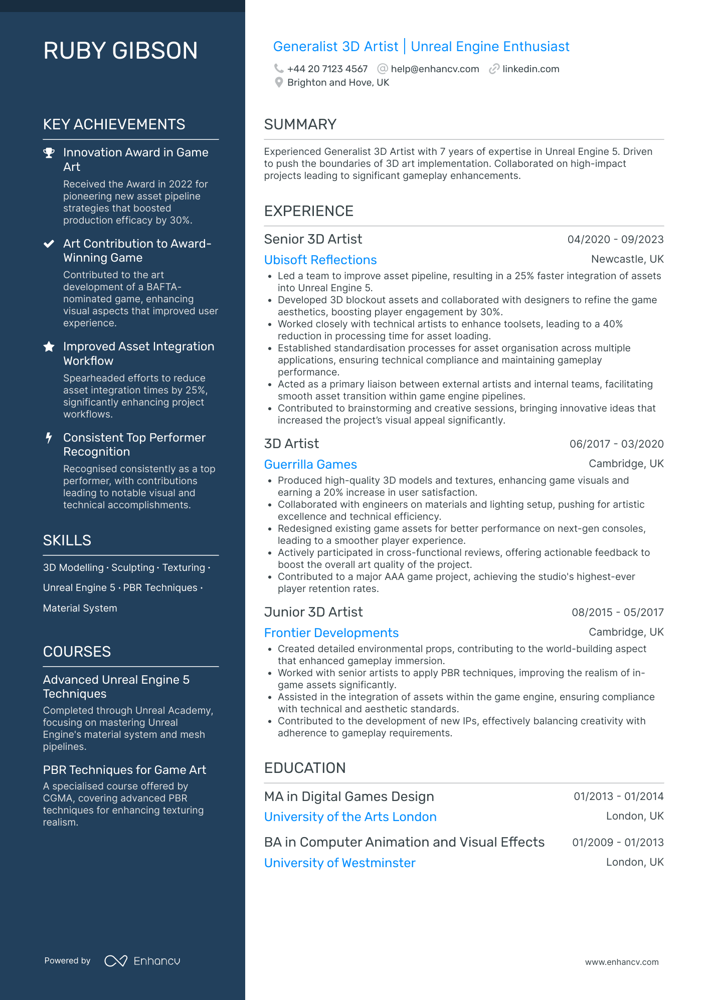 3D Artist CV Examples & Guide for 2026