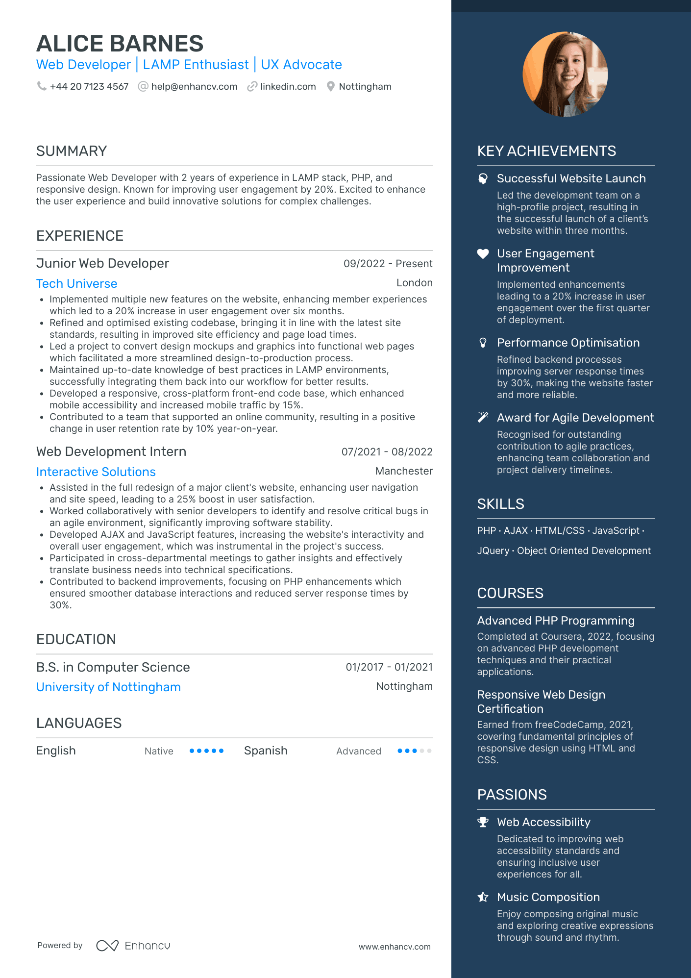 Junior Web Developer CV Examples & Guide for 2025