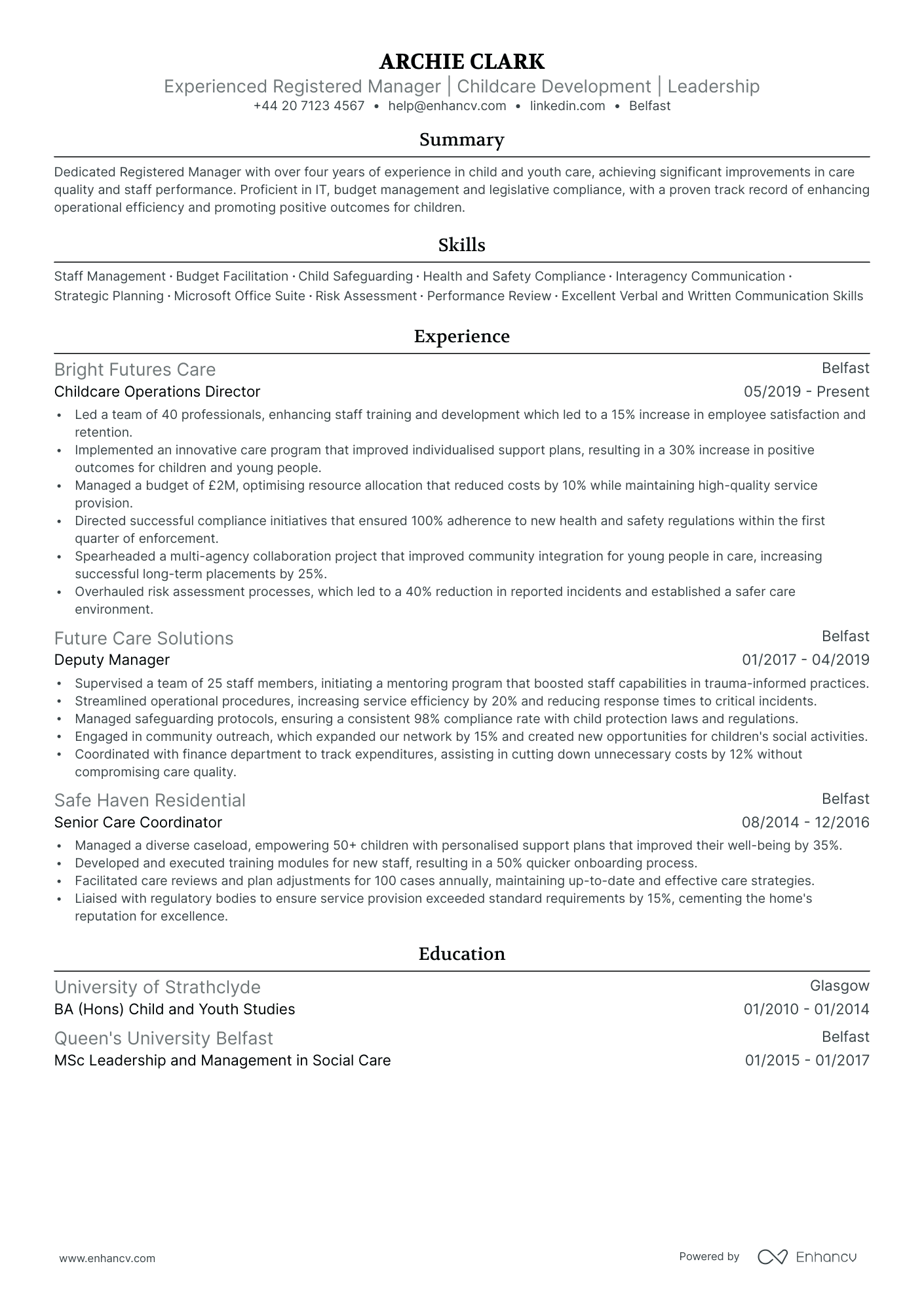 Care Manager CV Examples & Guide for 2025