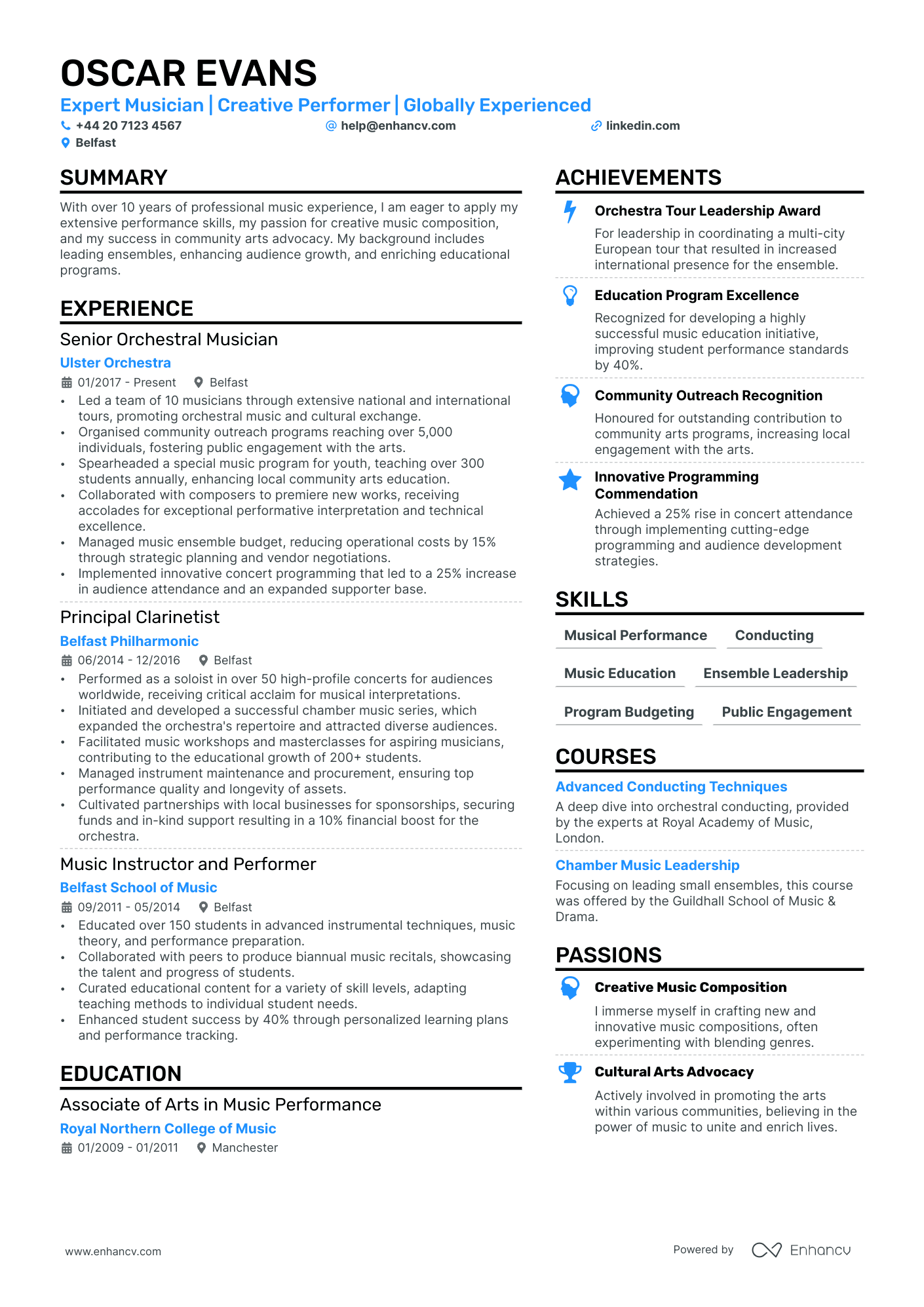 Musician CV Examples & Guide for 2025