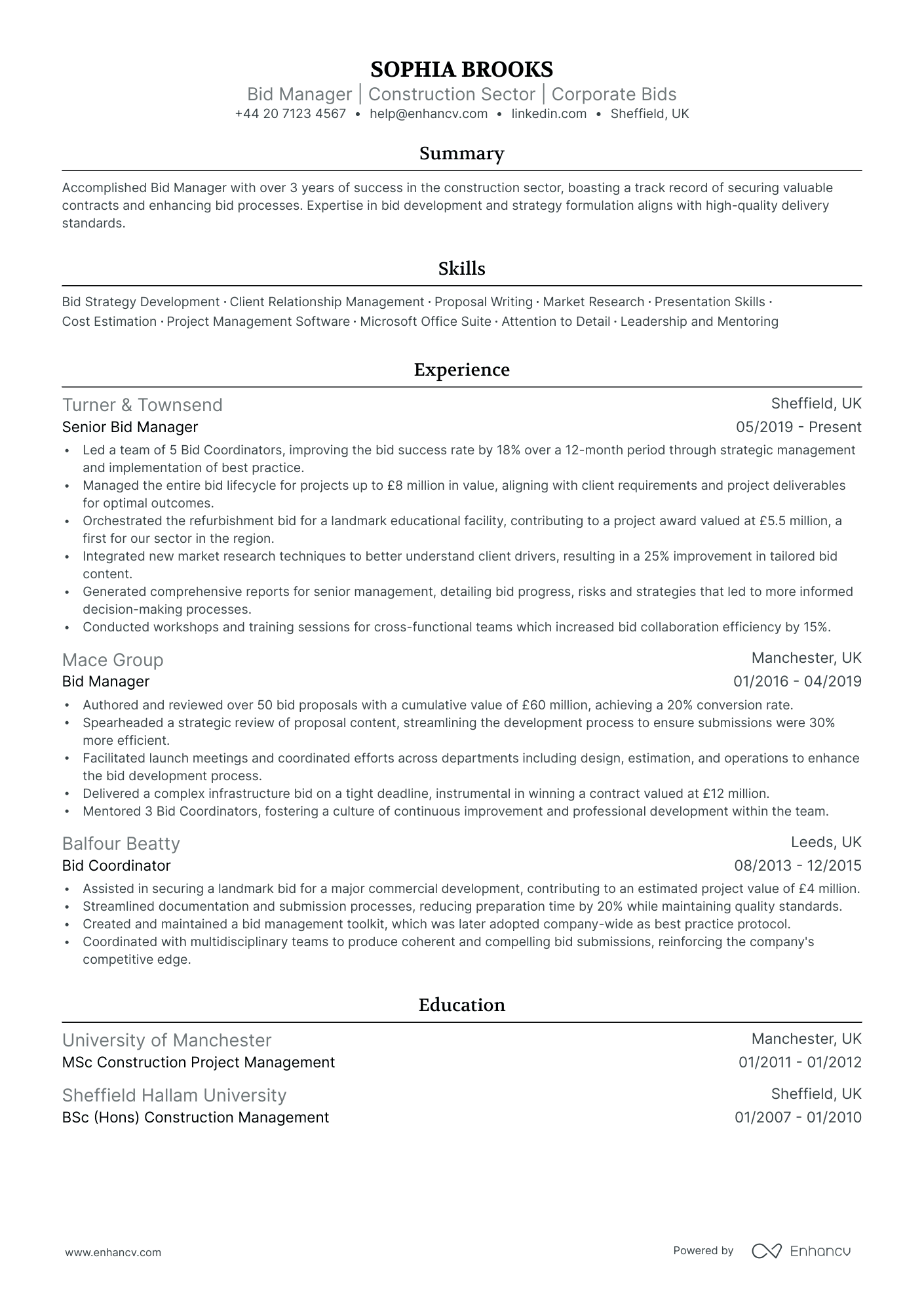 Bid Manager CV Examples & Guide for 2025