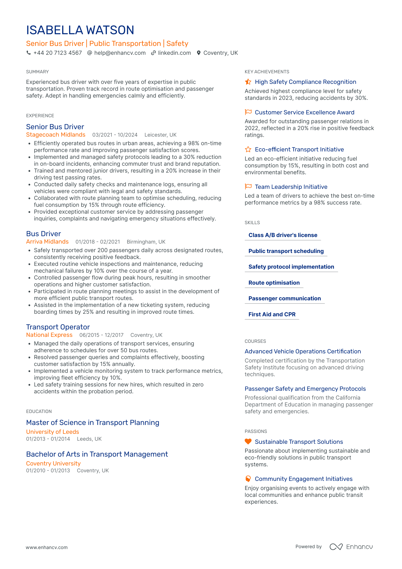 Bus Driver CV Examples & Guide for 2026