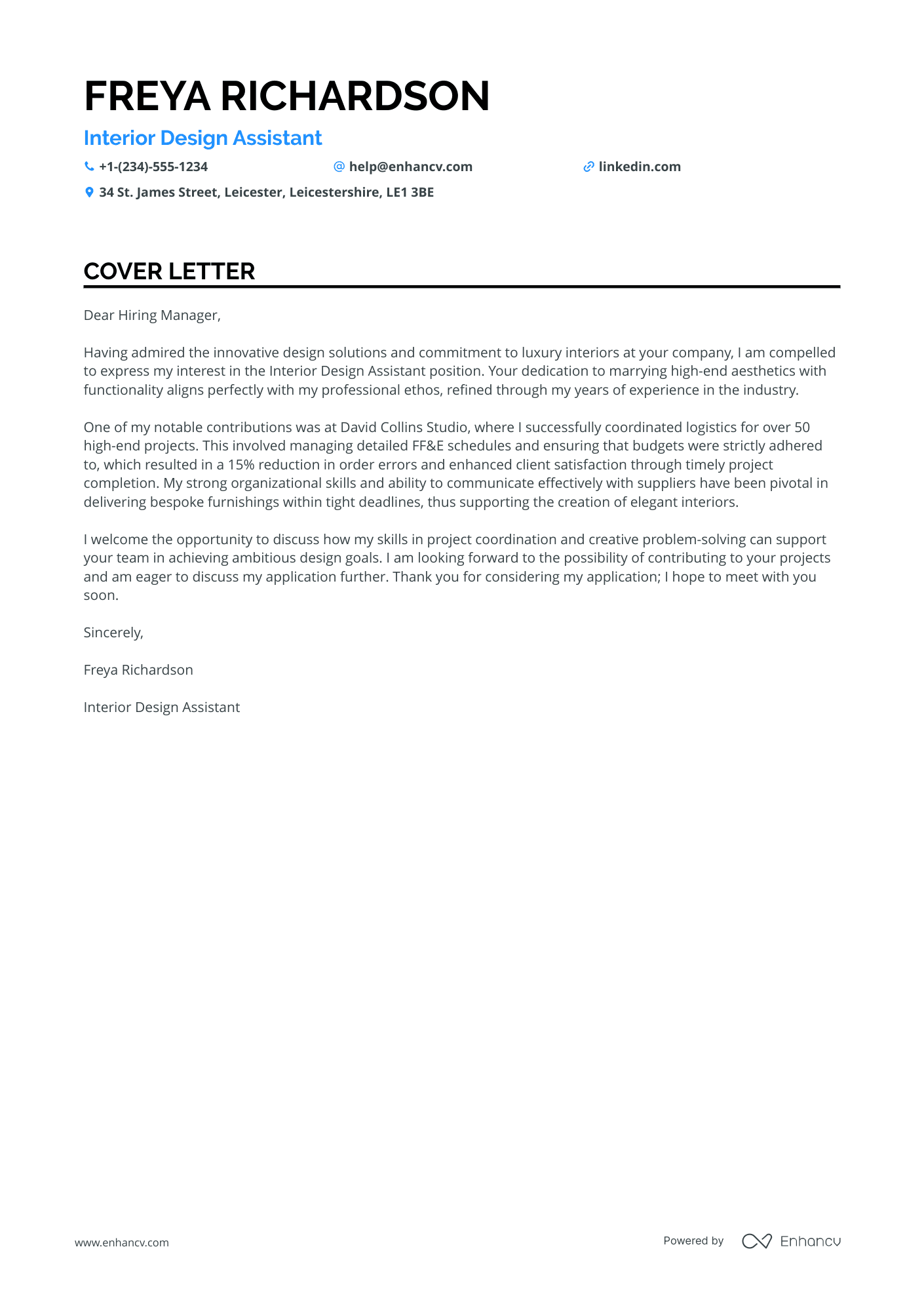 Interior Designer Cover Letter Examples & Guide for 2026