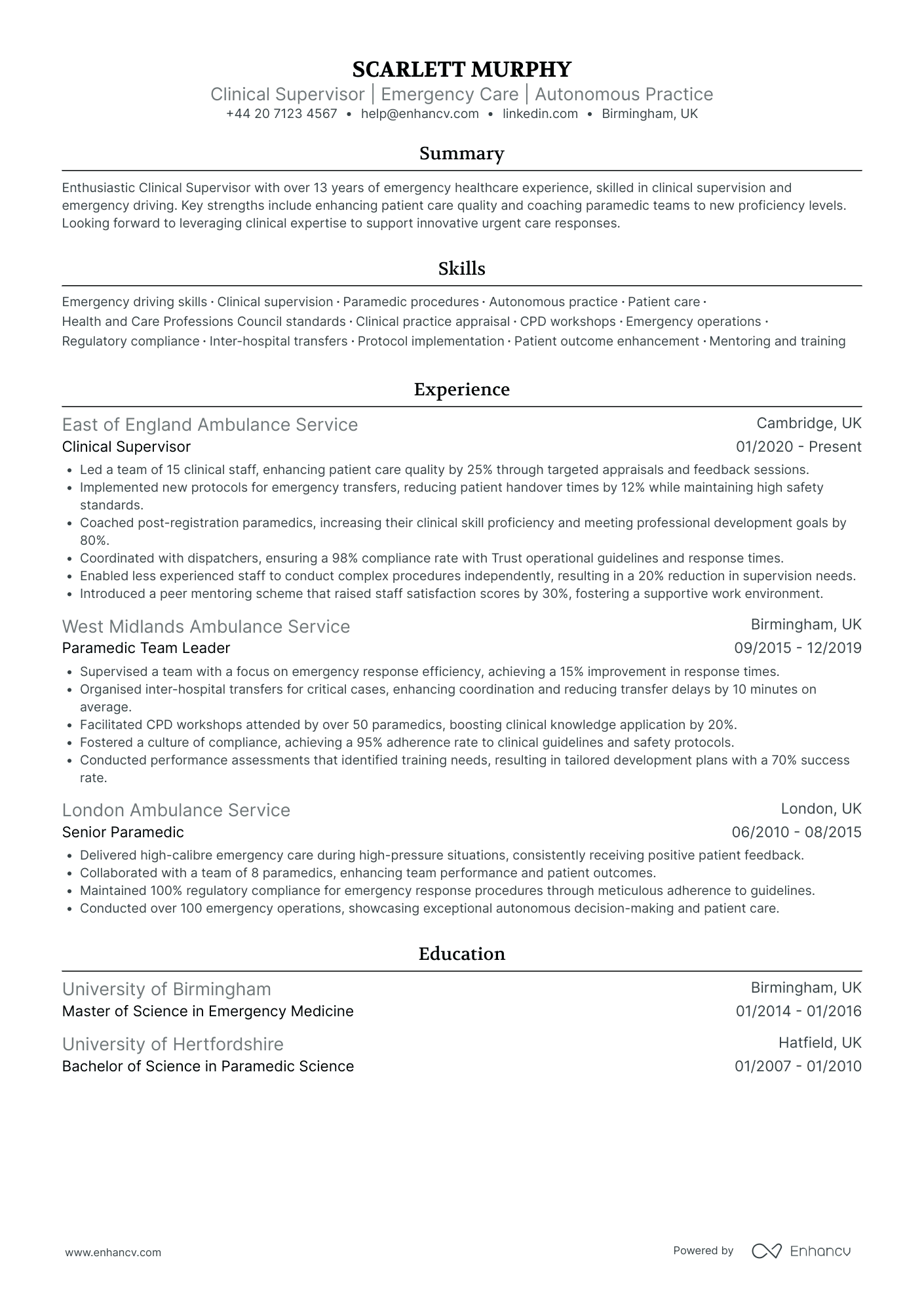 Paramedic CV Examples & Guide for 2026
