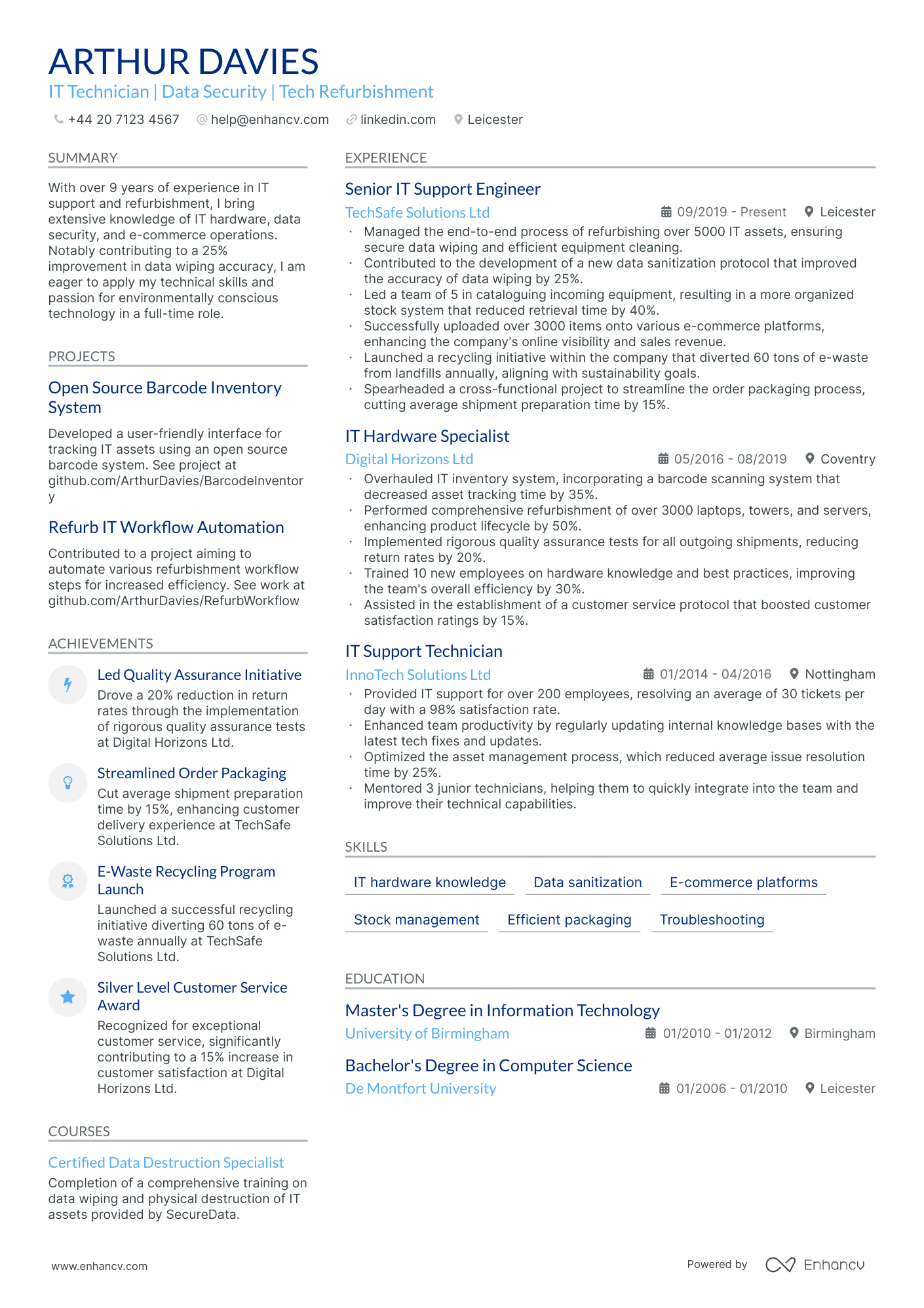 IT Technician CV Examples & Guide for 2025