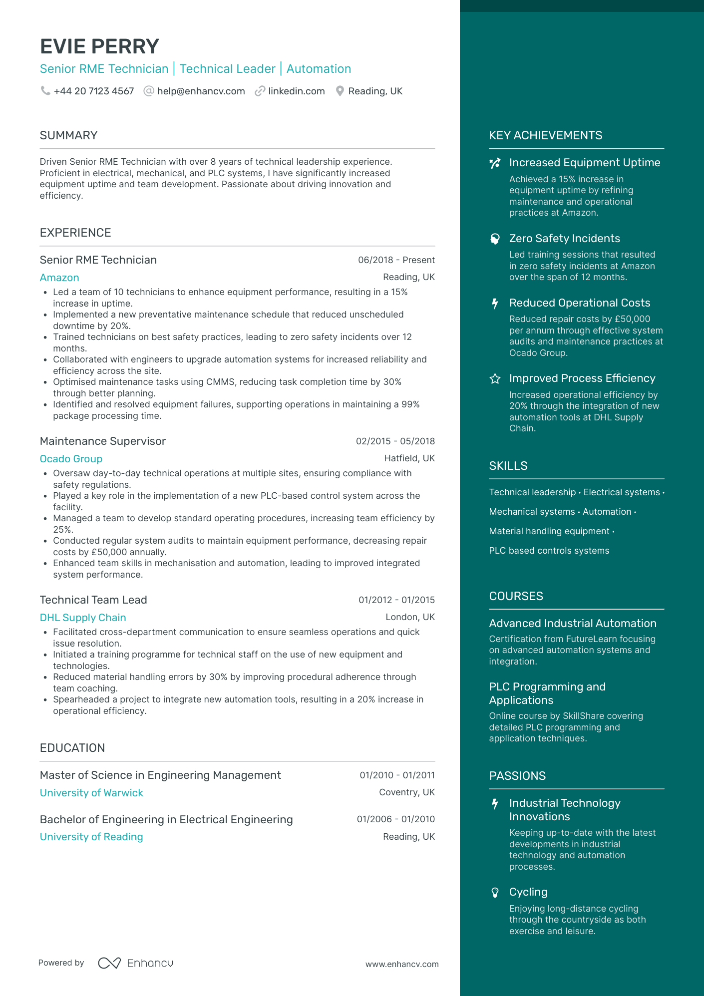 Maintenance Technician CV Examples & Guide for 2026