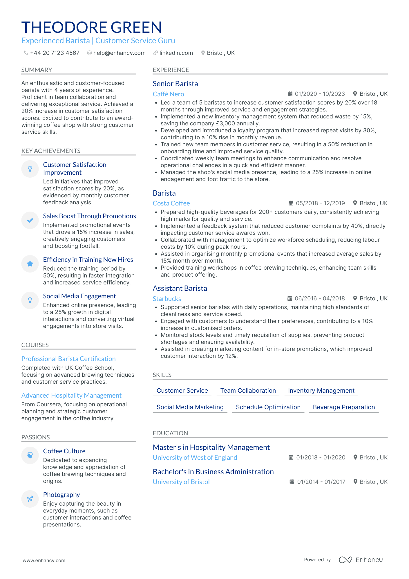 Coffee Shop CV Examples & Guide for 2026