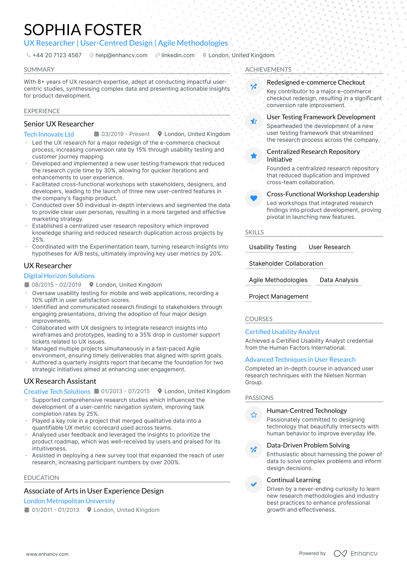 UX Researcher CV Examples & Guide for 2025