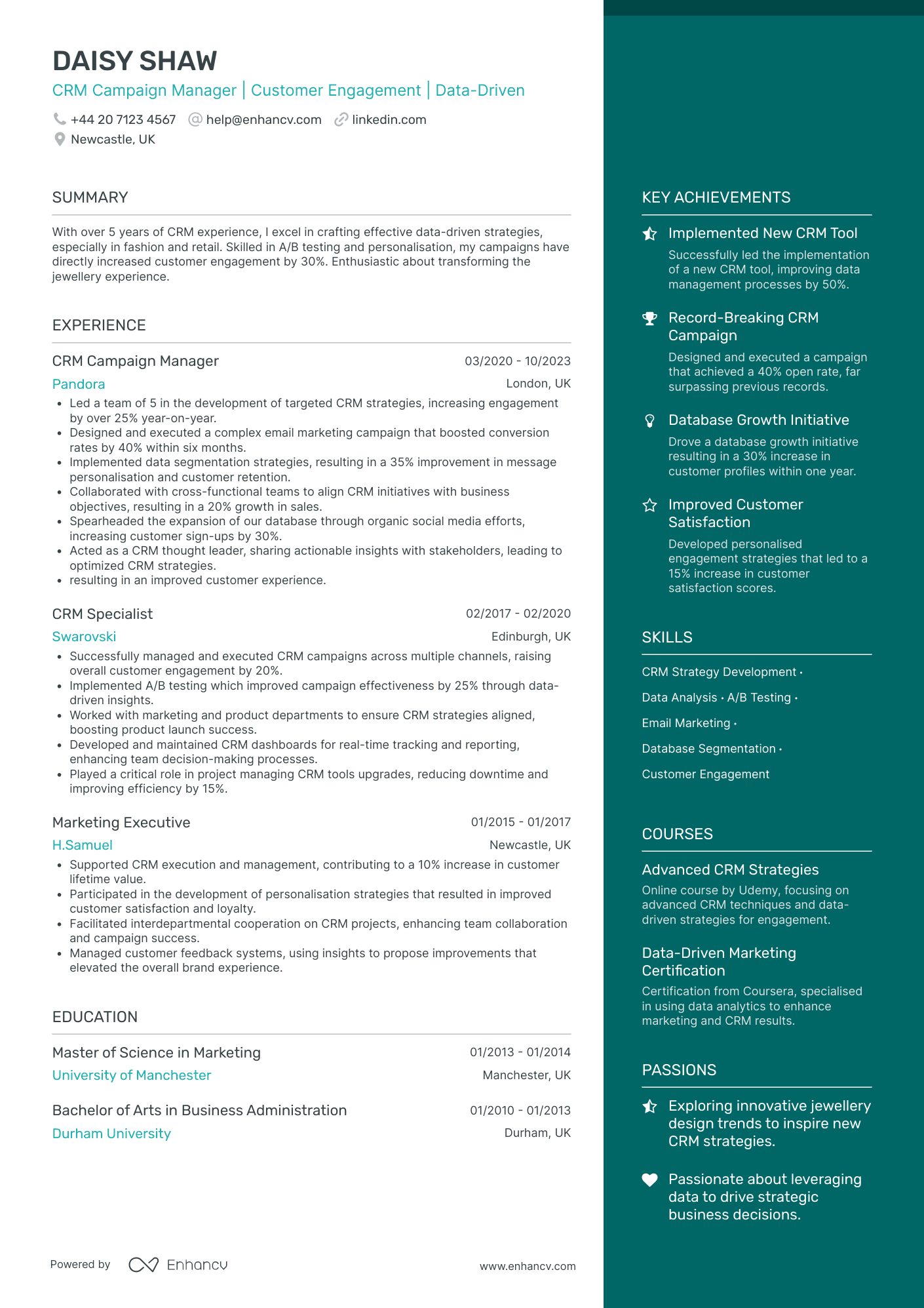 CRM Manager CV Examples & Guide for 2026