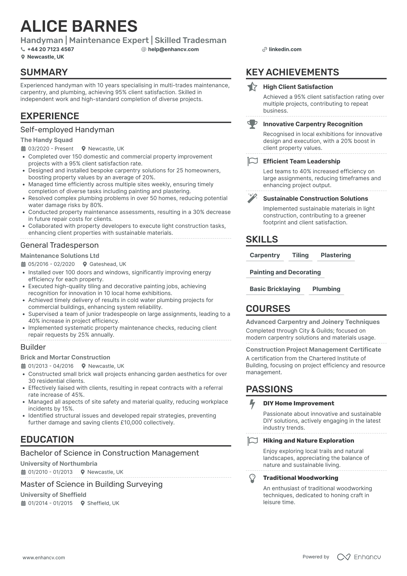 Handyman CV Examples & Guide for 2026