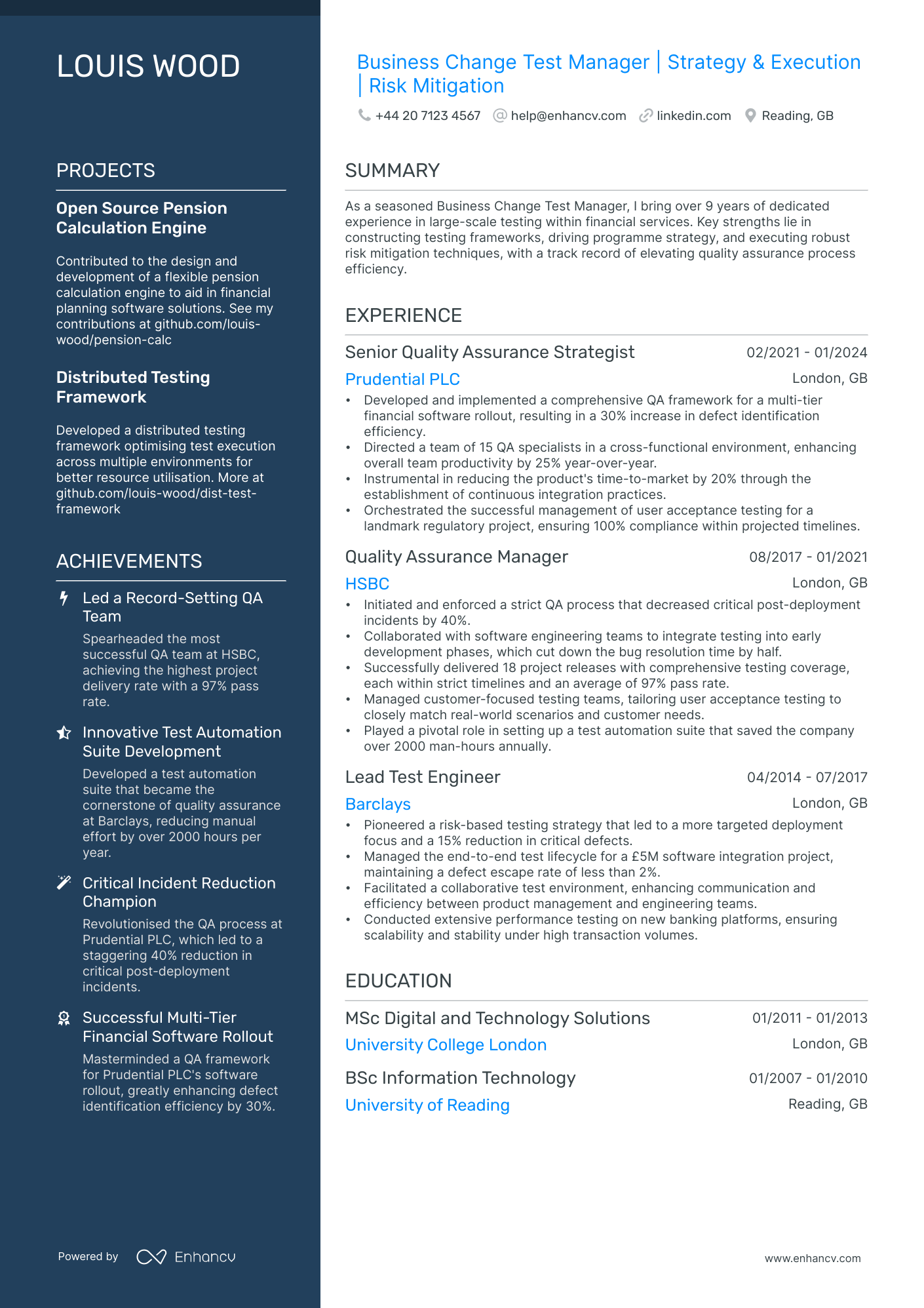 Test Manager CV Examples & Guide for 2025