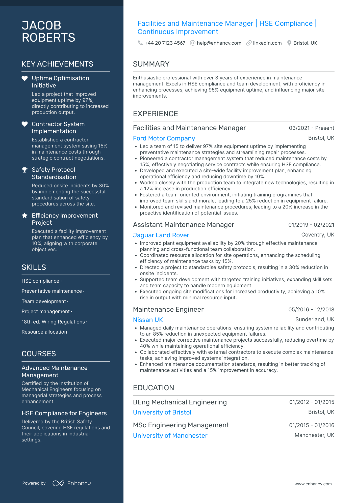 Facilities Manager CV Examples & Guide for 2026