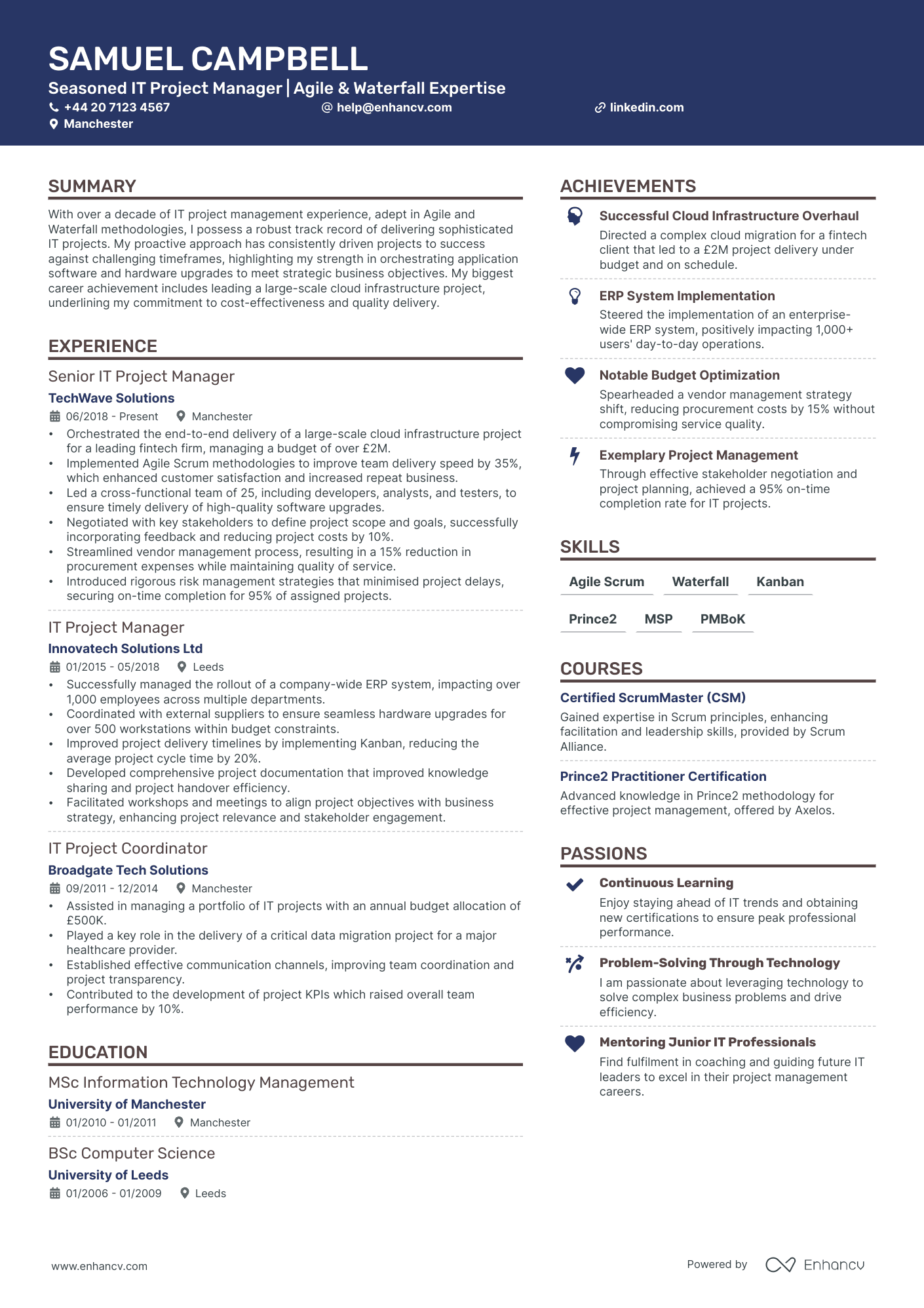 IT Project Manager CV Examples & Guide for 2025