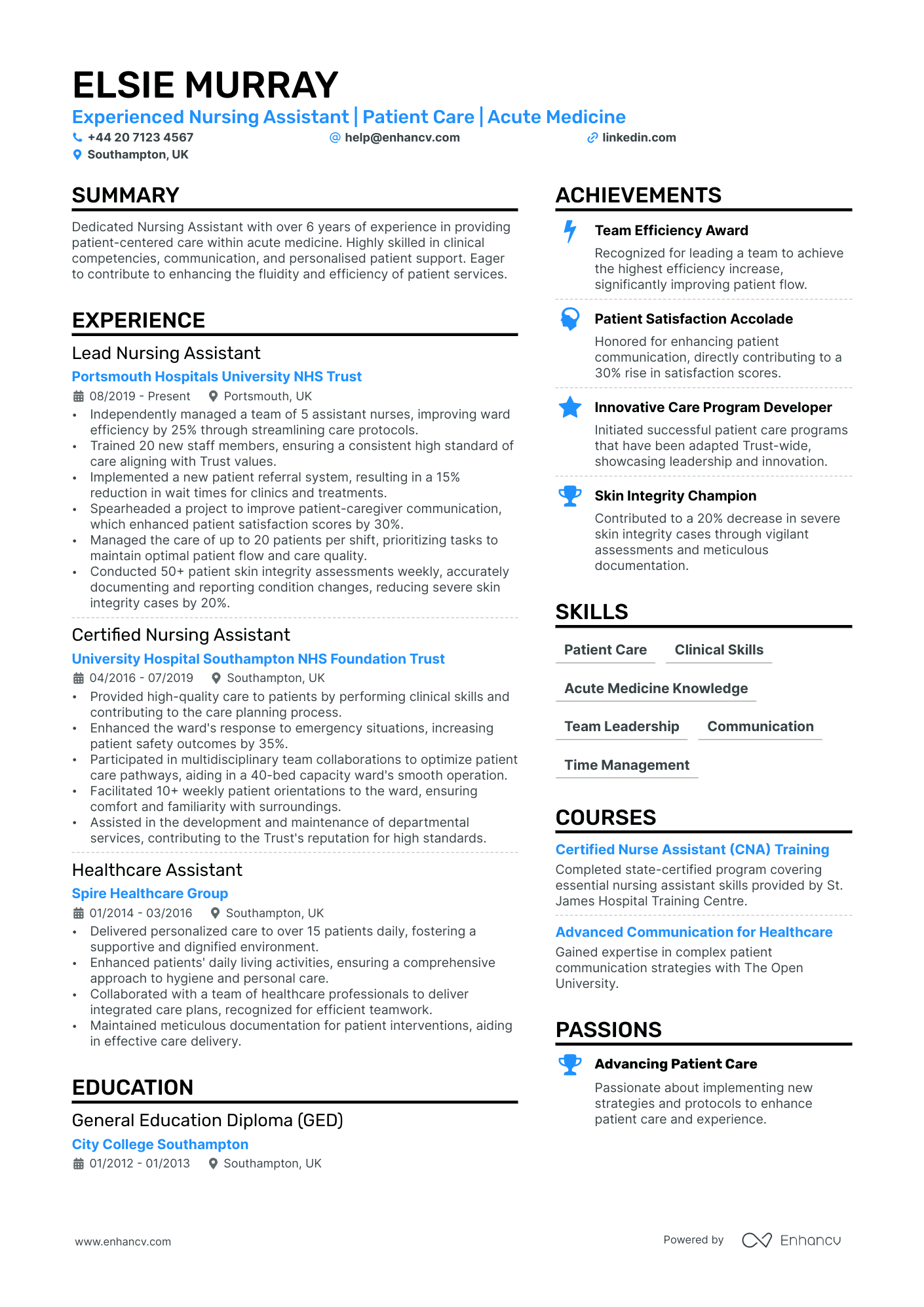 Nursing Assistant CV Examples & Guide for 2024