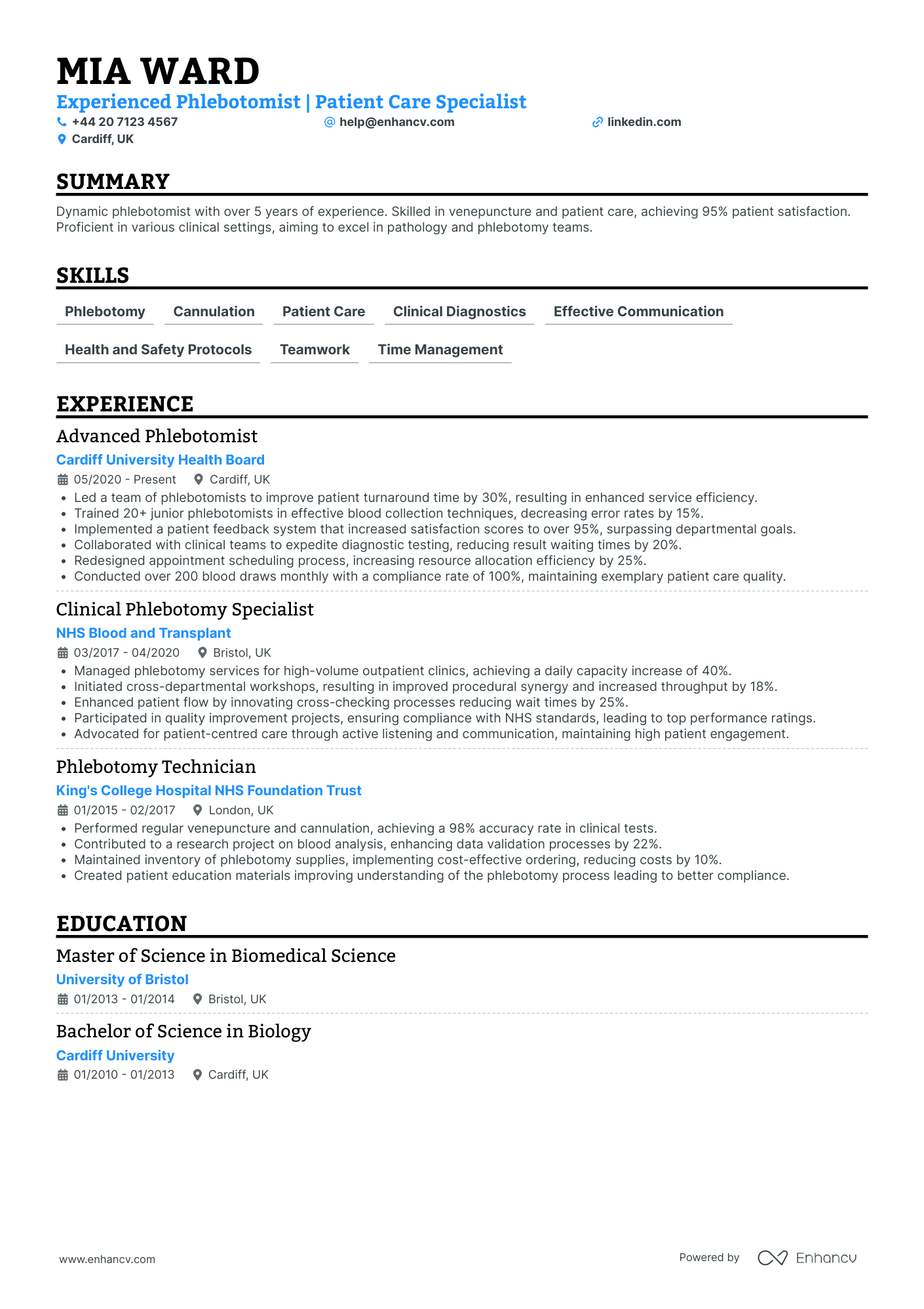 Phlebotomist CV Examples & Guide for 2026