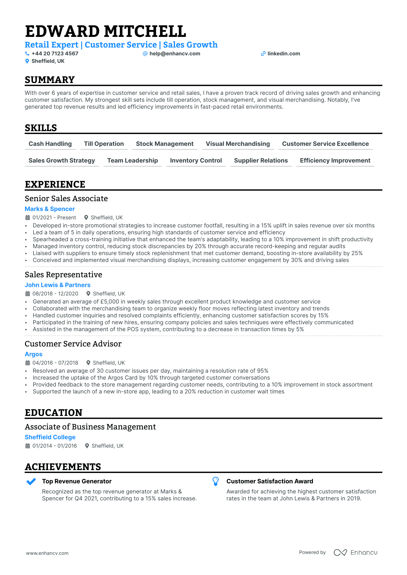 Shop Assistant CV Examples & Guide for 2025