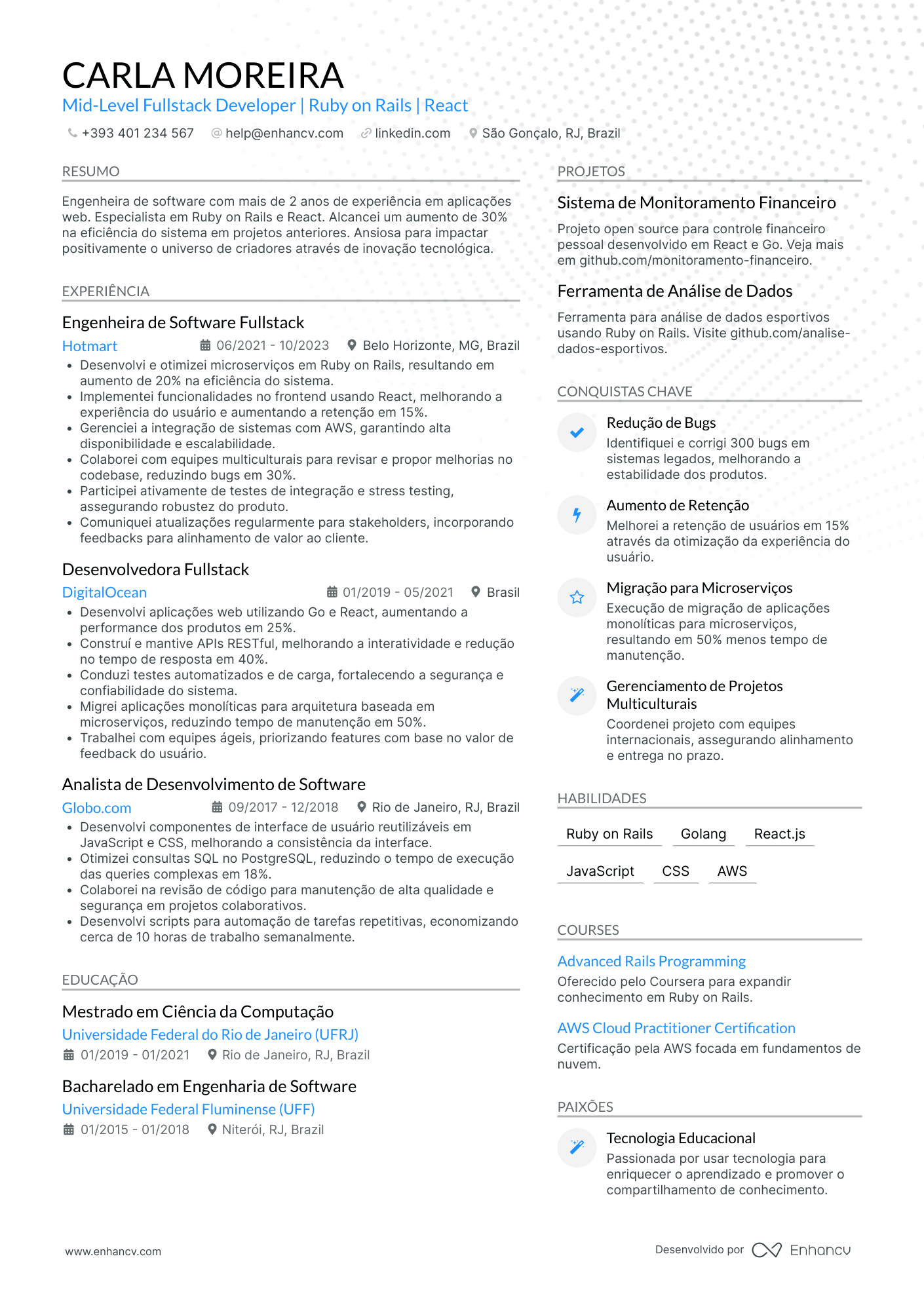 14 Exemplos de Currículo para Desenvolvedor Full Stack que Conseguiram ...