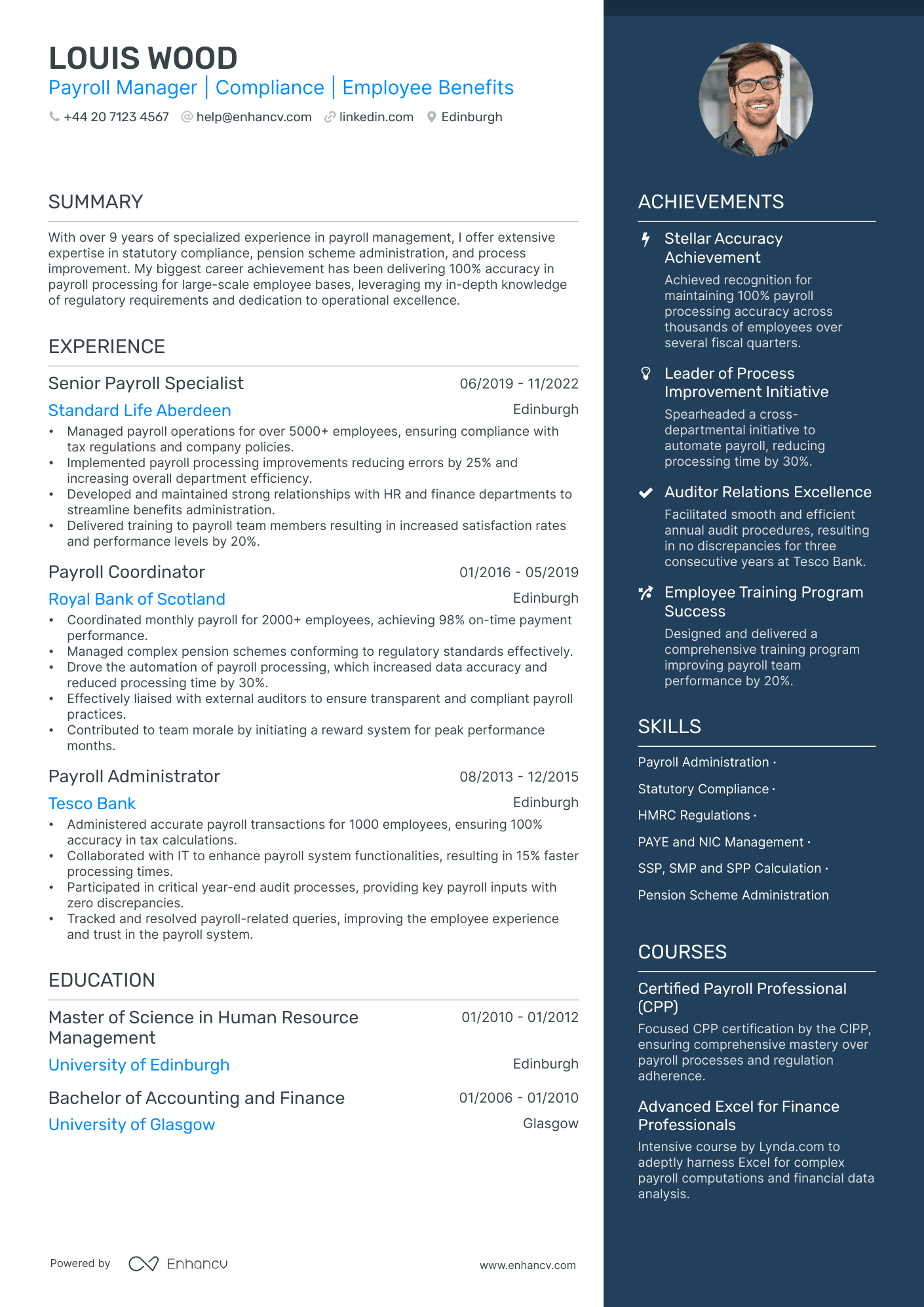 Payroll Manager CV Examples & Guide for 2025
