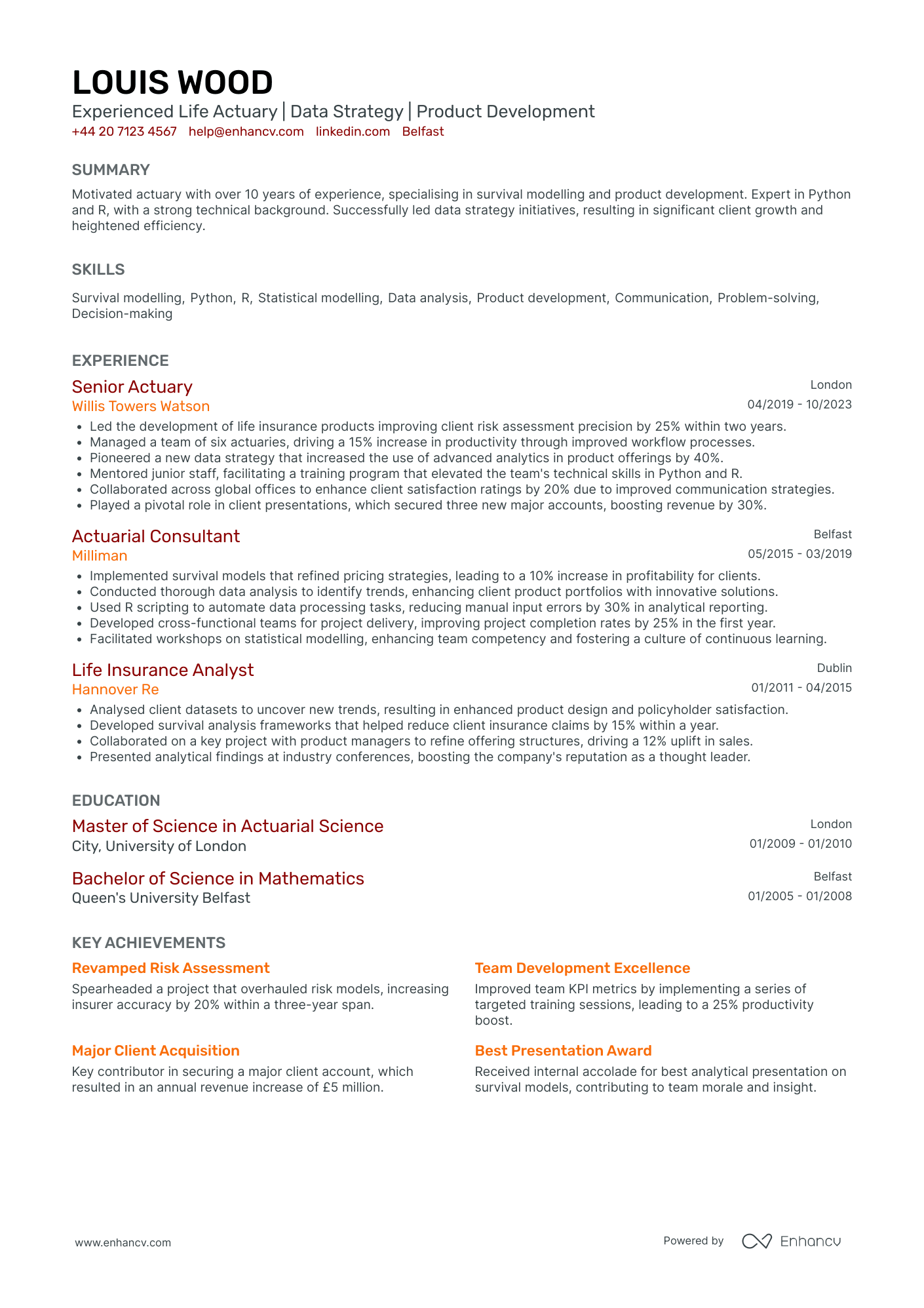 Actuary CV Examples & Guide for 2025