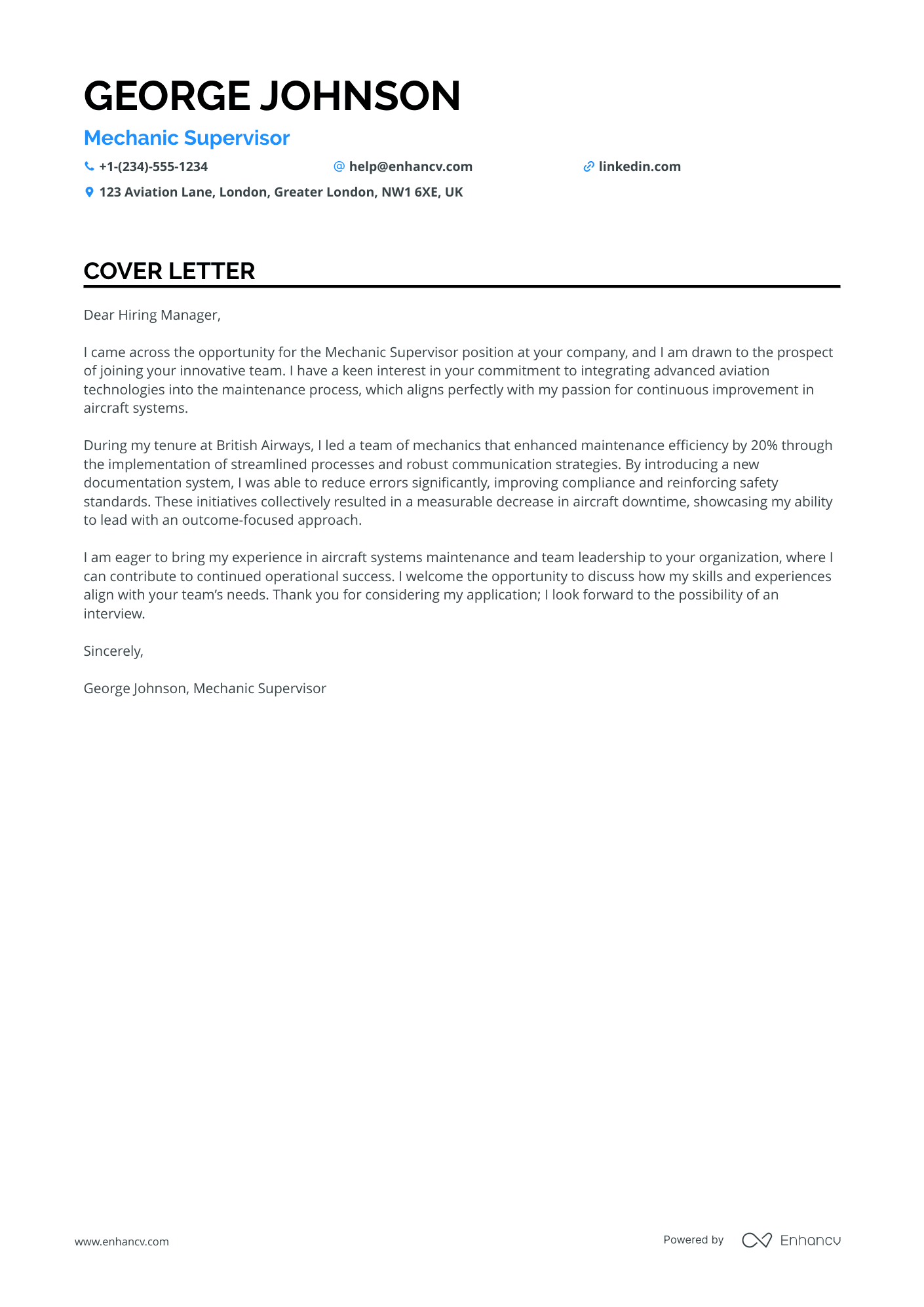 Mechanic Cover Letter Examples & Guide for 2025
