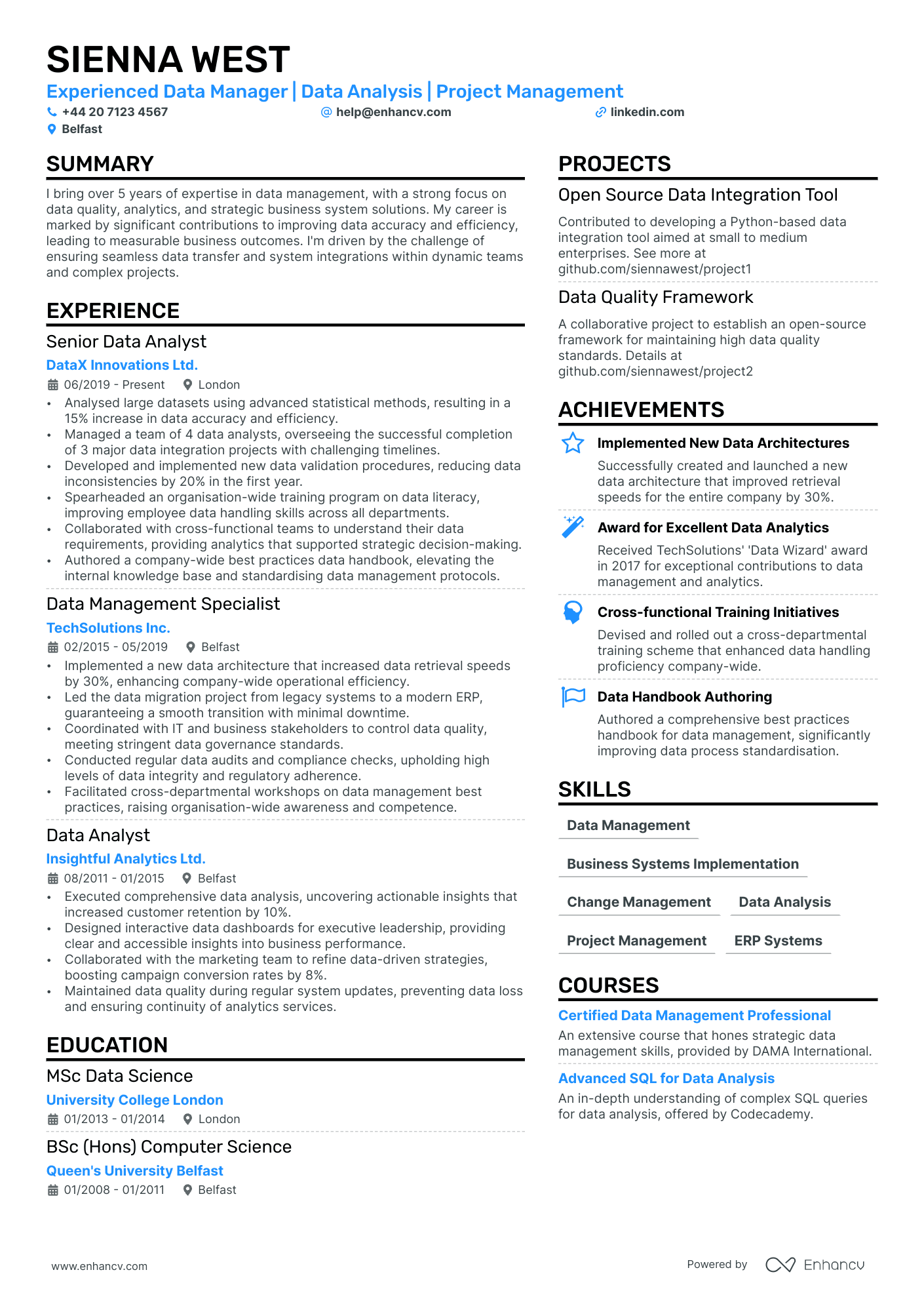 Data Manager CV Examples & Guide for 2024