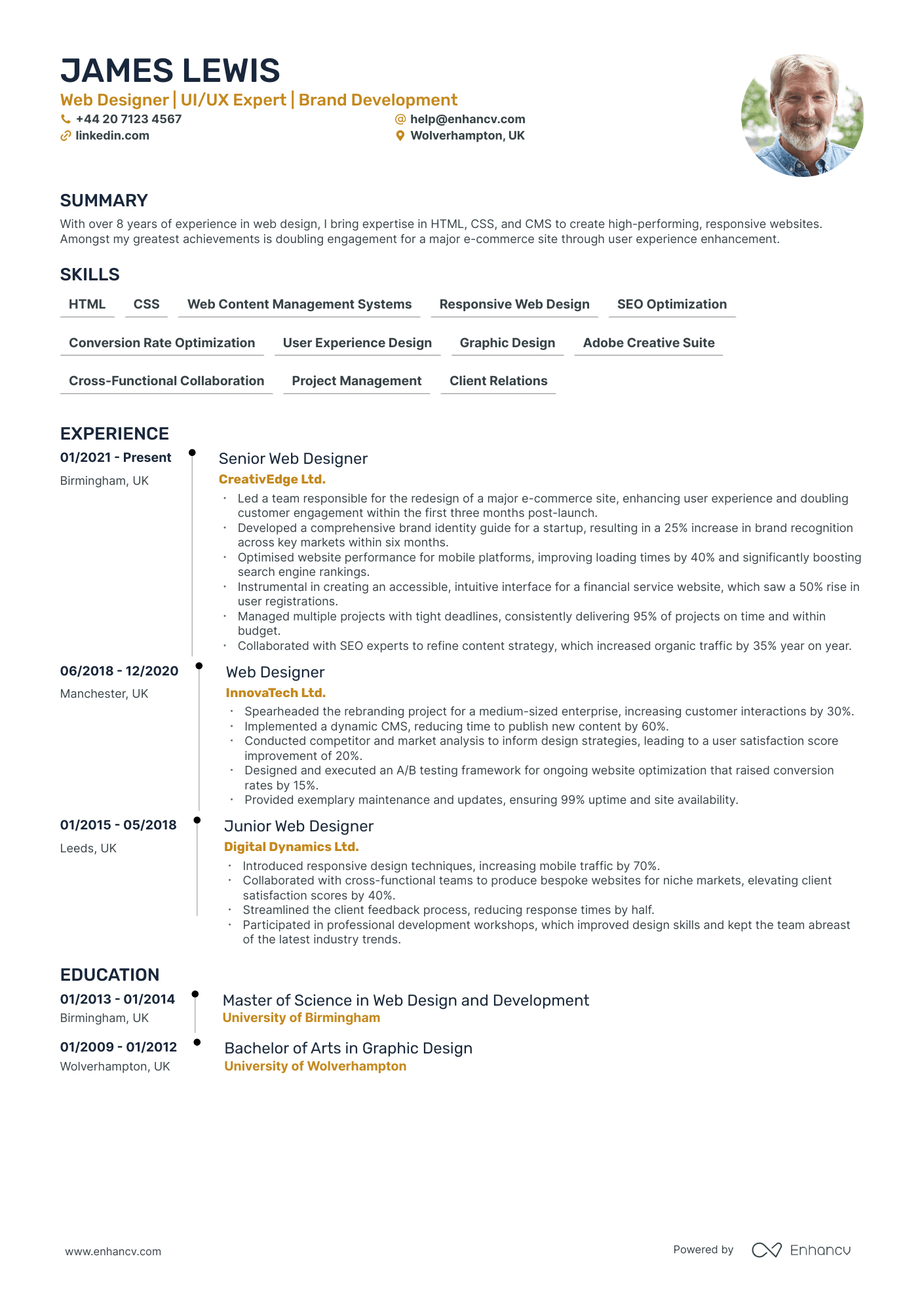 Web Designer CV Examples & Guide for 2025