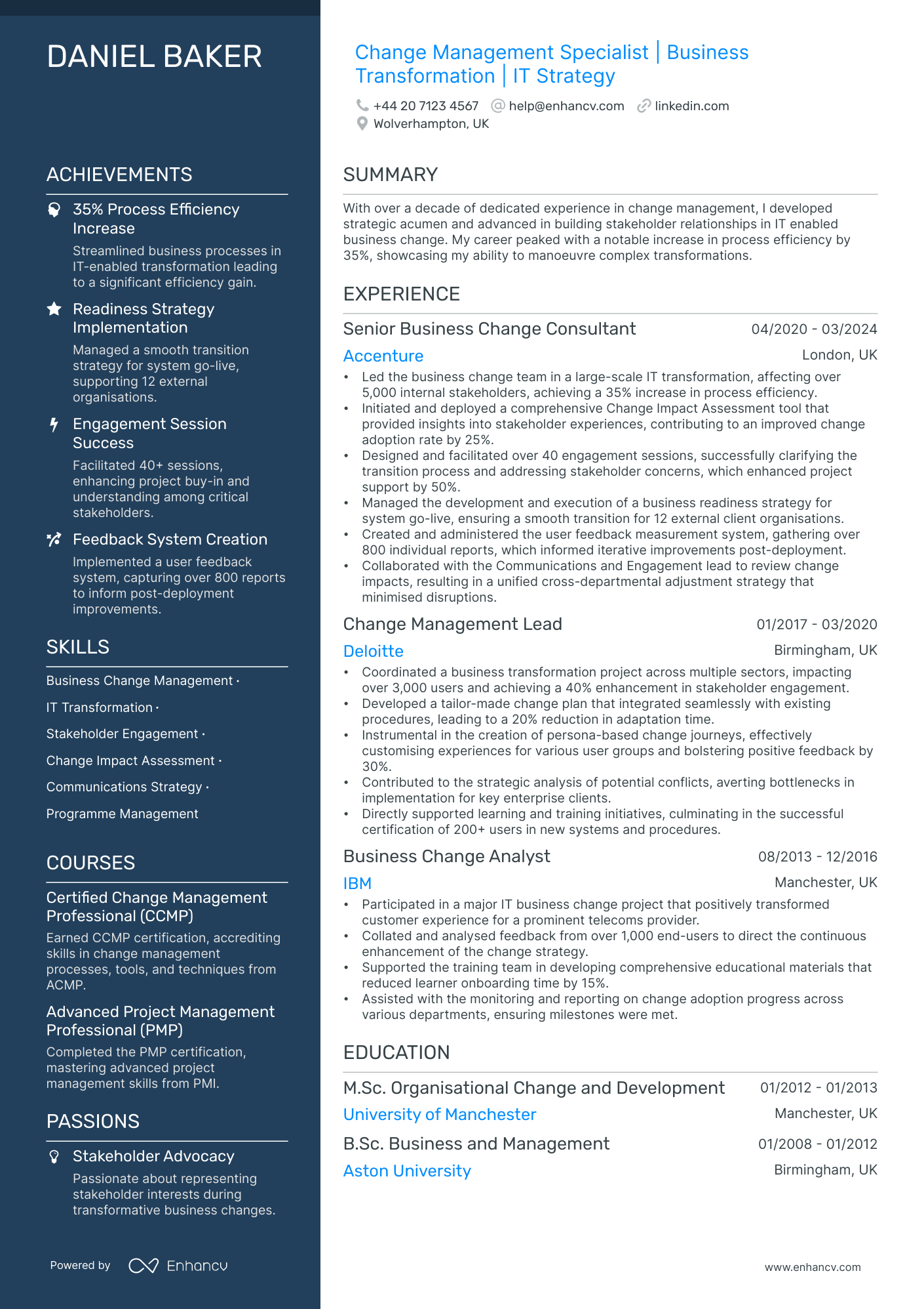 Change Management CV Examples & Guide for 2025
