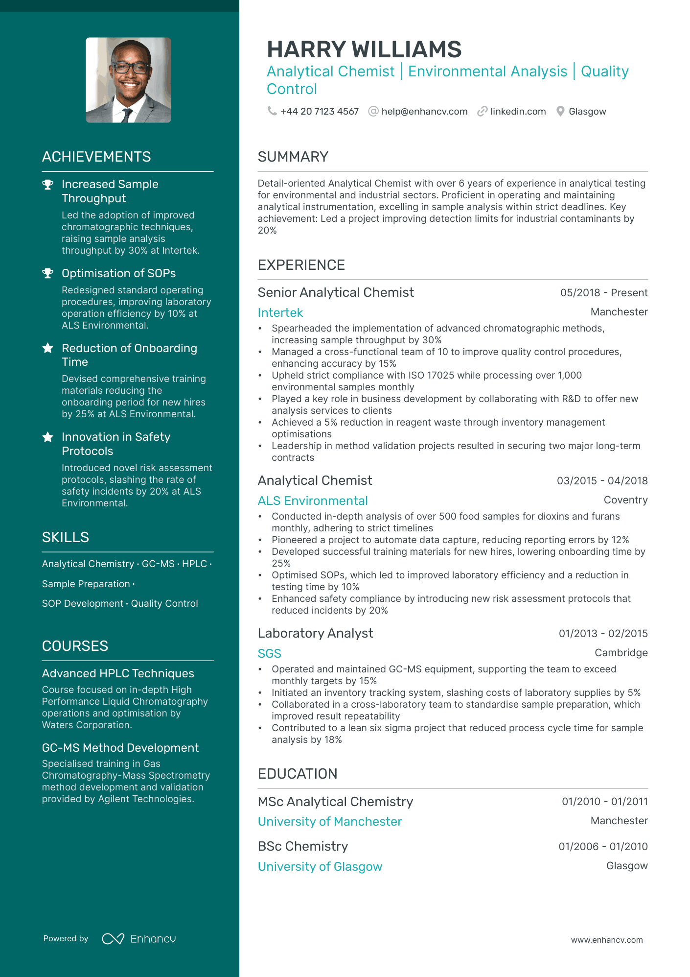 Chemist CV Examples & Guide for 2025