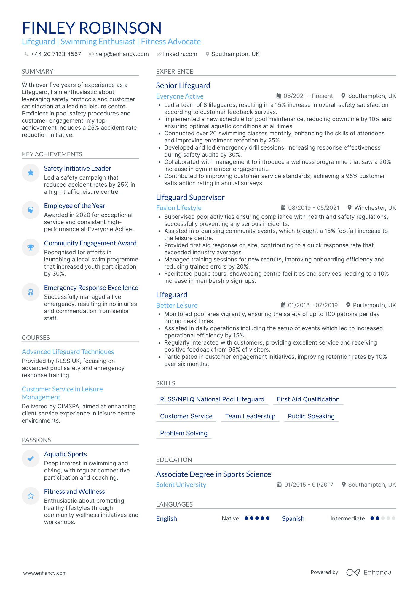 Lifeguard CV Examples & Guide for 2026