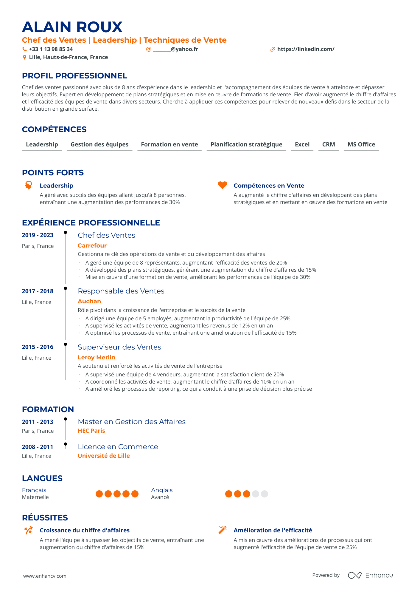 4 Exemples de CV de Commercial pour 2024