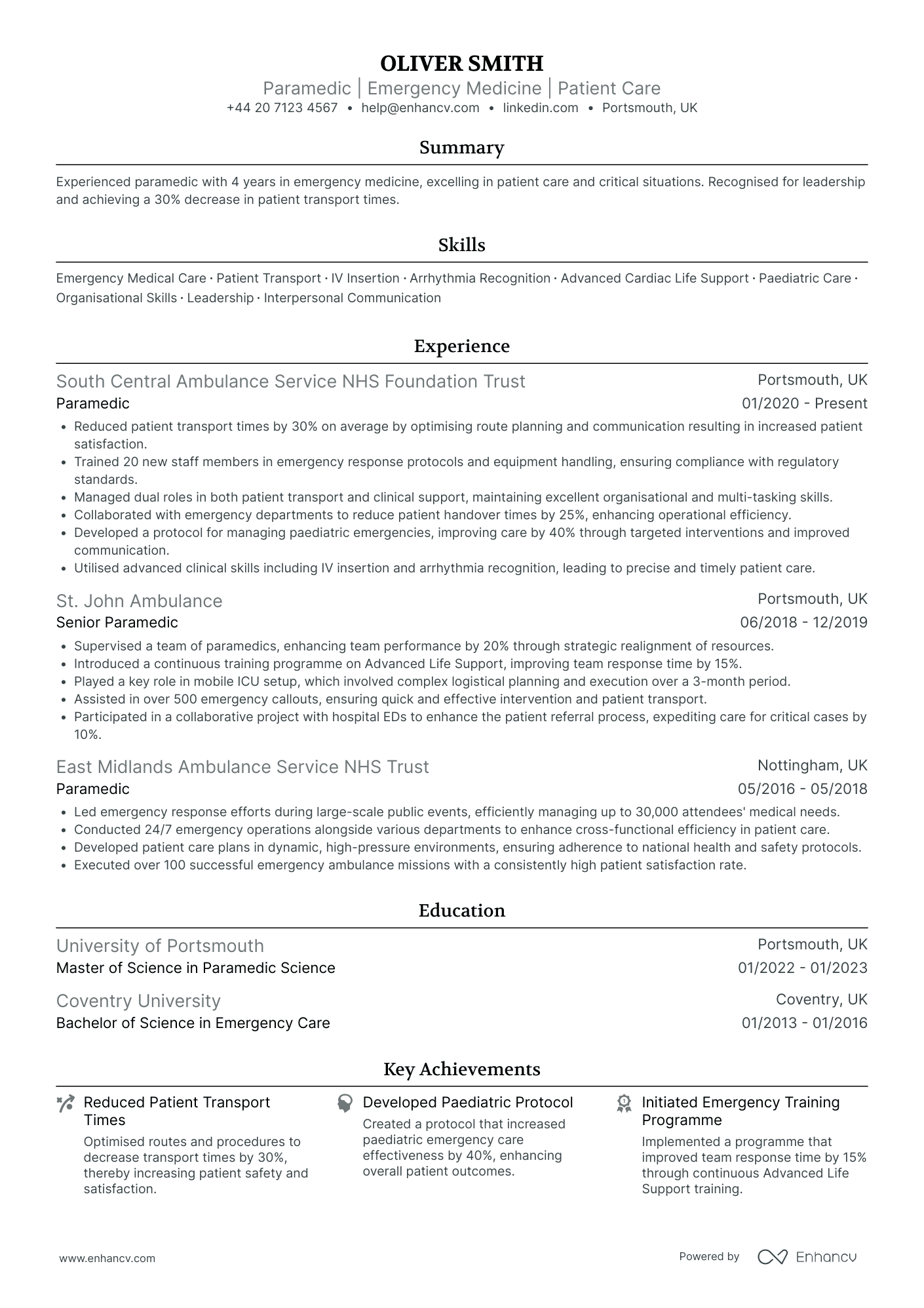 Paramedic CV Examples & Guide for 2026