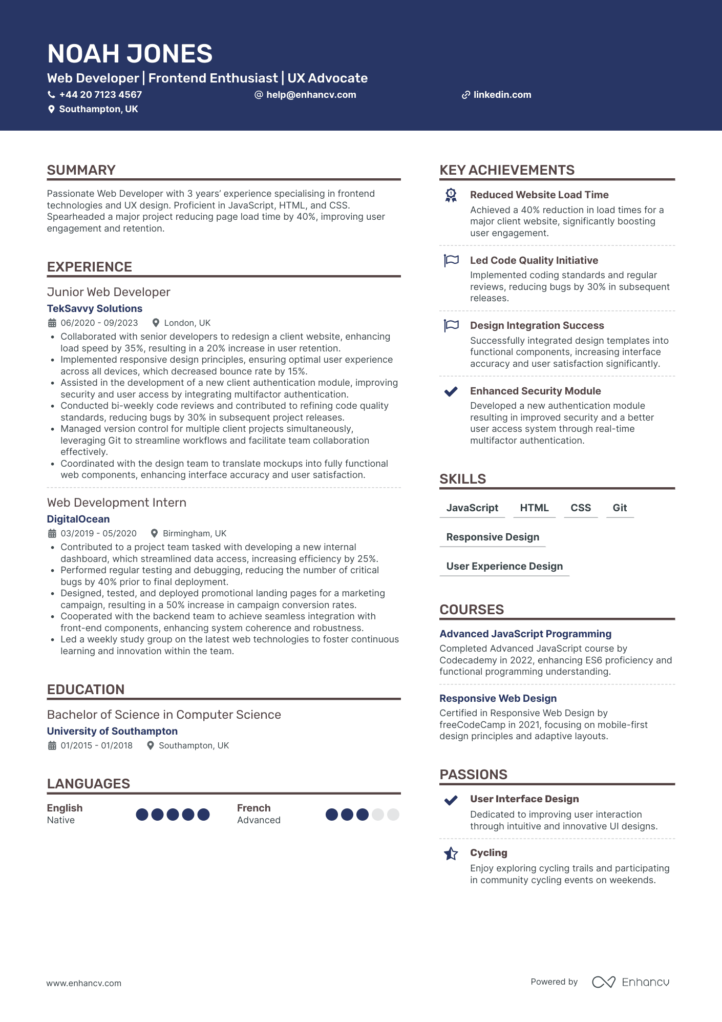 Junior Web Developer CV Examples & Guide for 2026