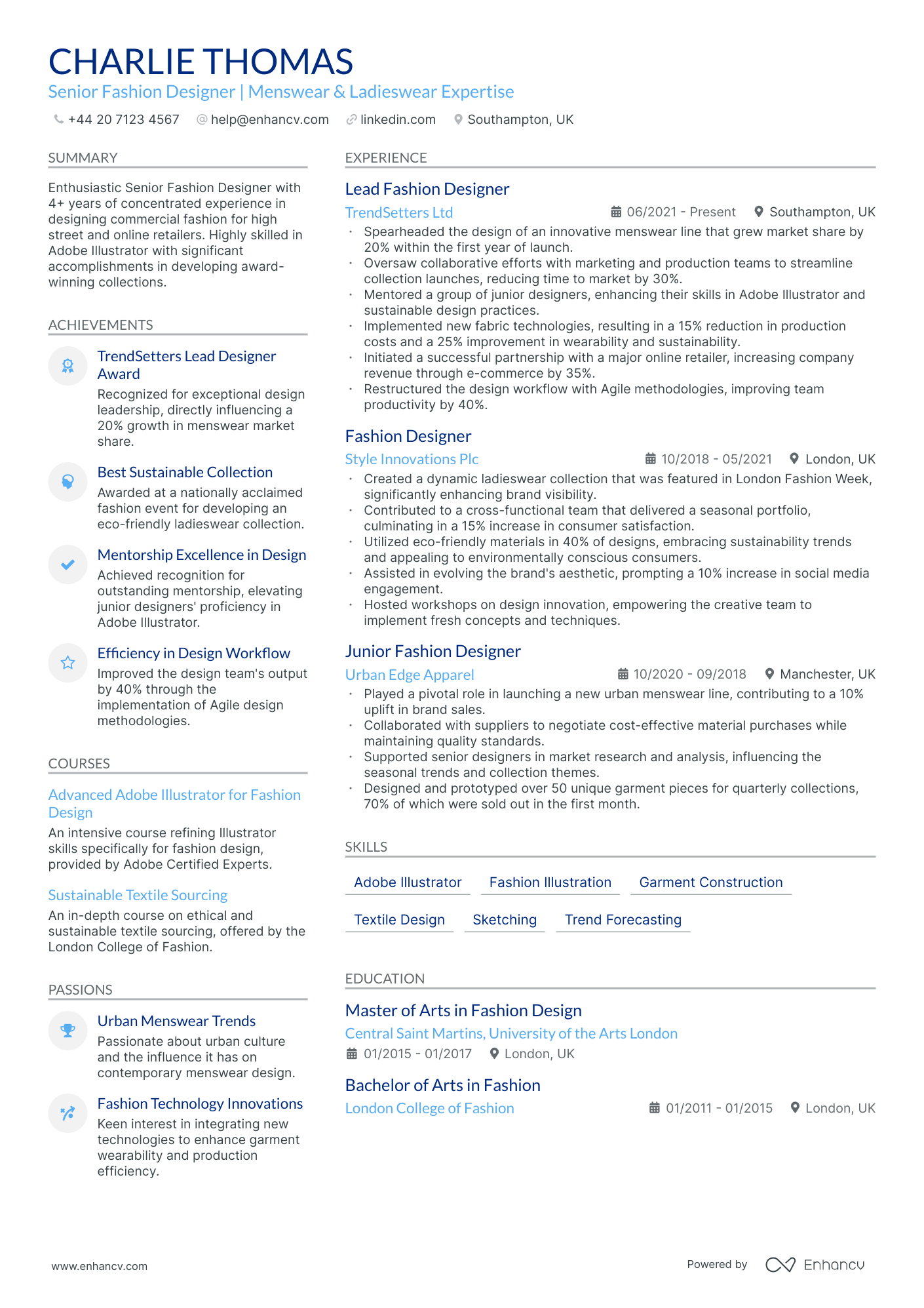 Fashion Designer CV Examples & Guide for 2025