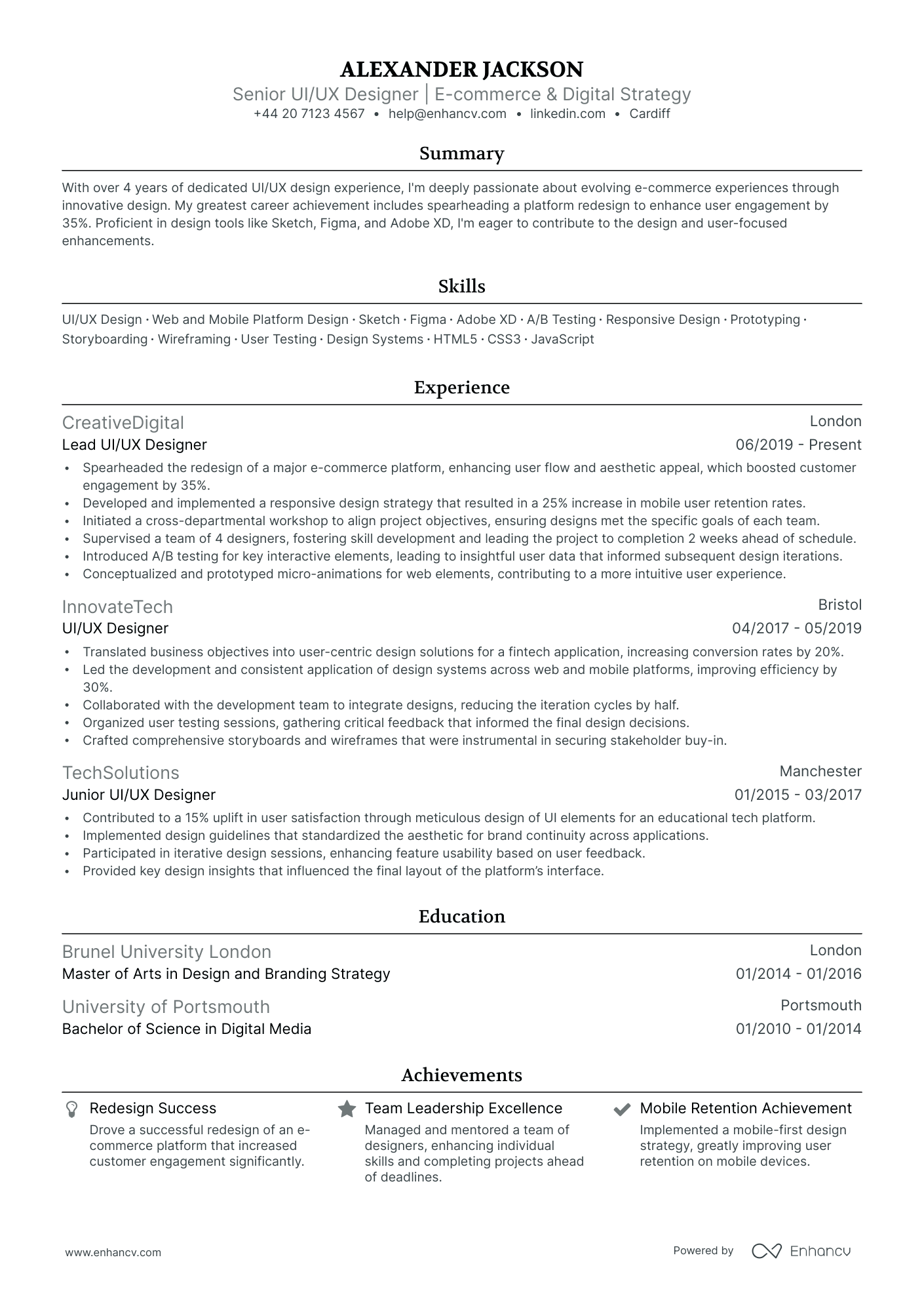 UX Designer CV Examples & Guide for 2025