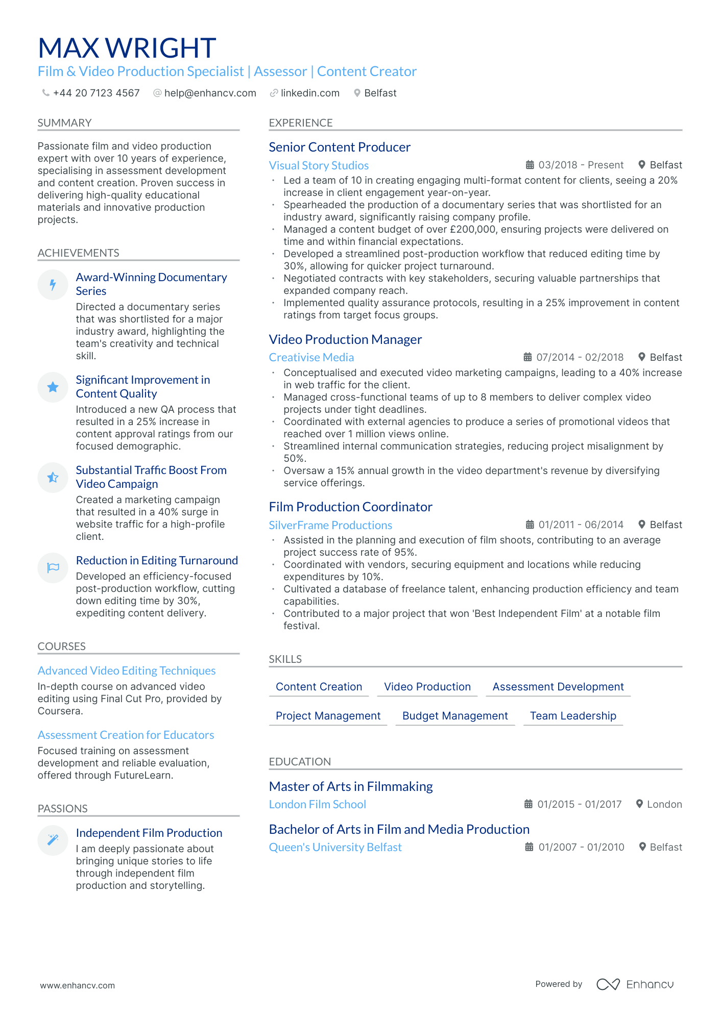 Film CV Examples & Guide for 2025