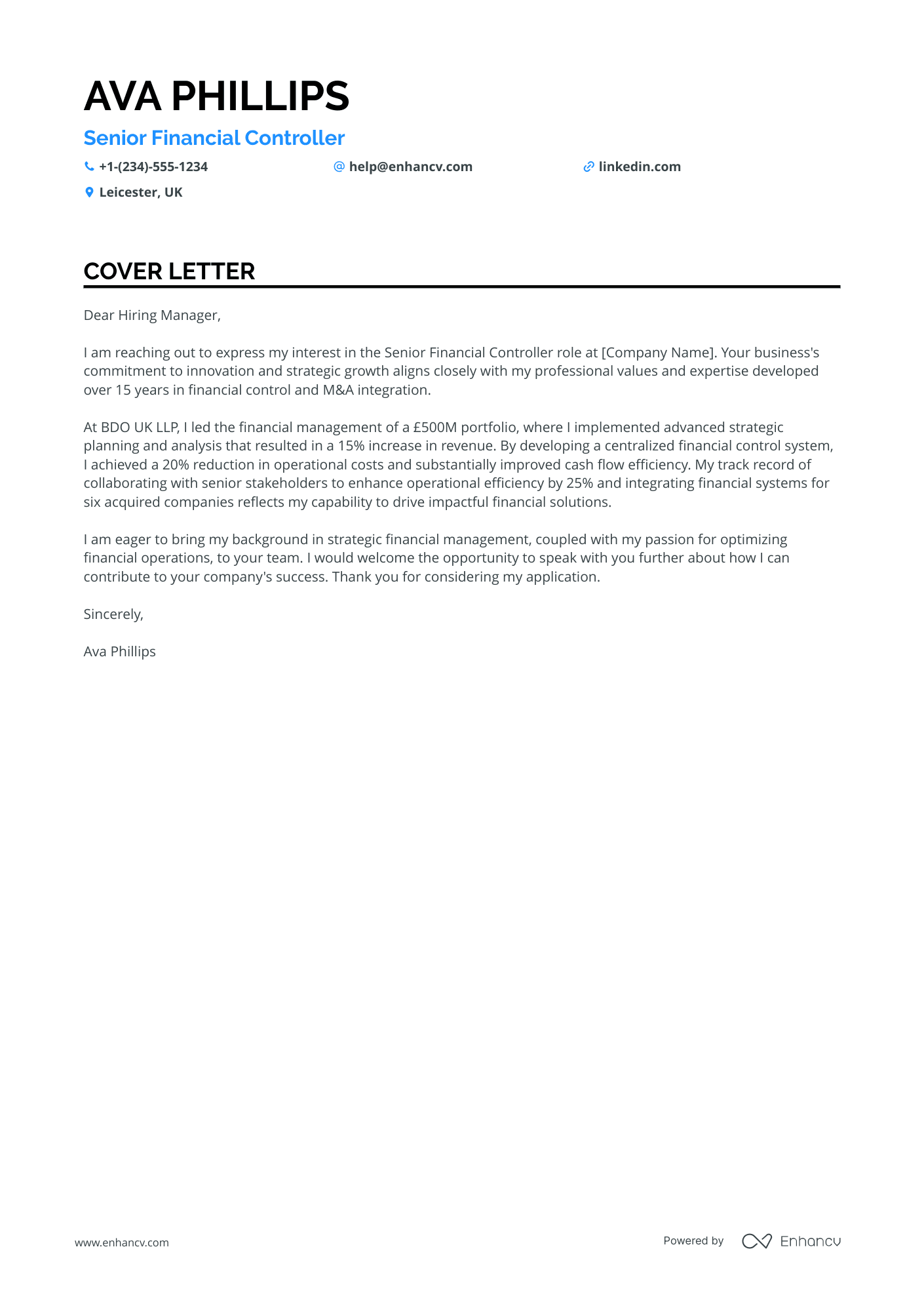 Financial Controller Cover Letter Examples & Guide for 2026