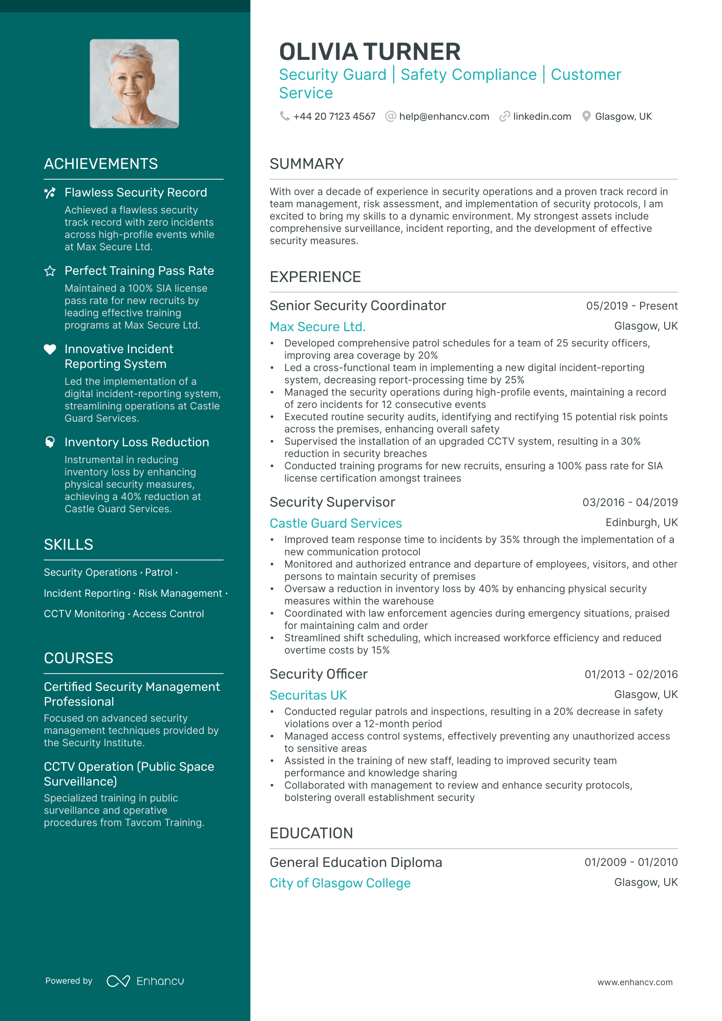 Security Guard CV Examples & Guide for 2025