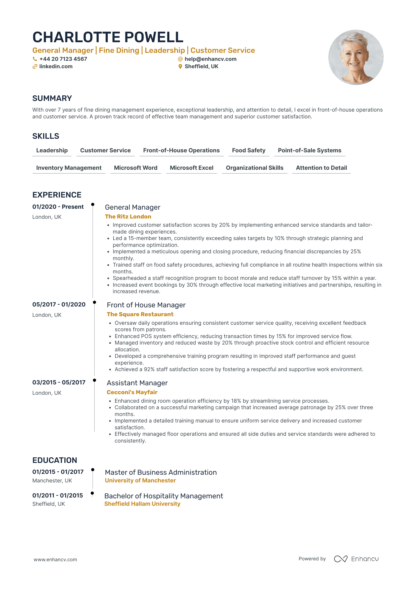 Restaurant General Manager CV Examples & Guide for 2026