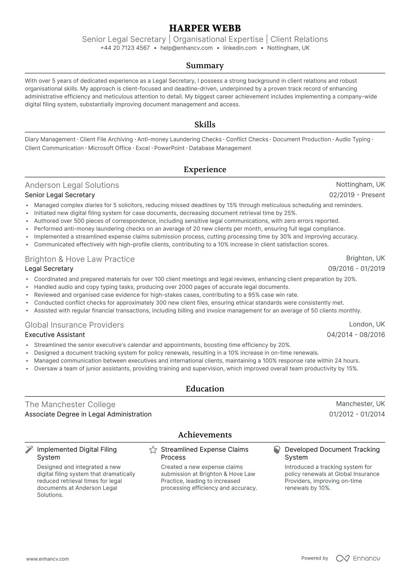 Legal Secretary CV Examples & Guide for 2025
