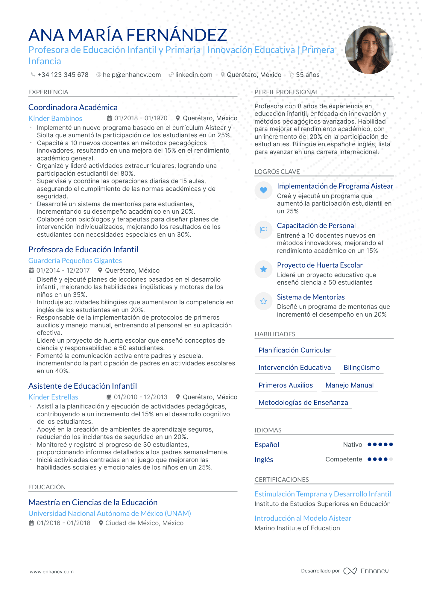 Ejemplo de Currículum de Maestro de Educación Infantil que Consiguió Empleo y Consejos para 2025