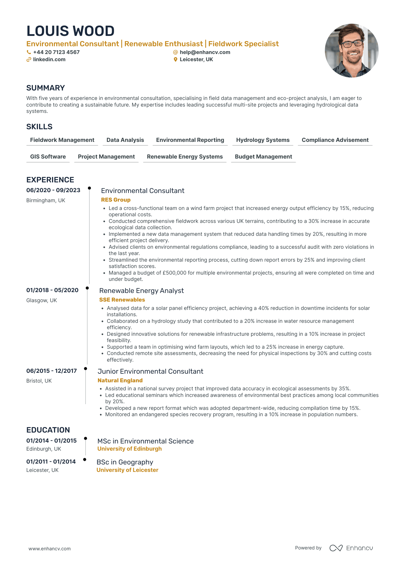 Environmental Consultant CV Examples & Guide for 2026