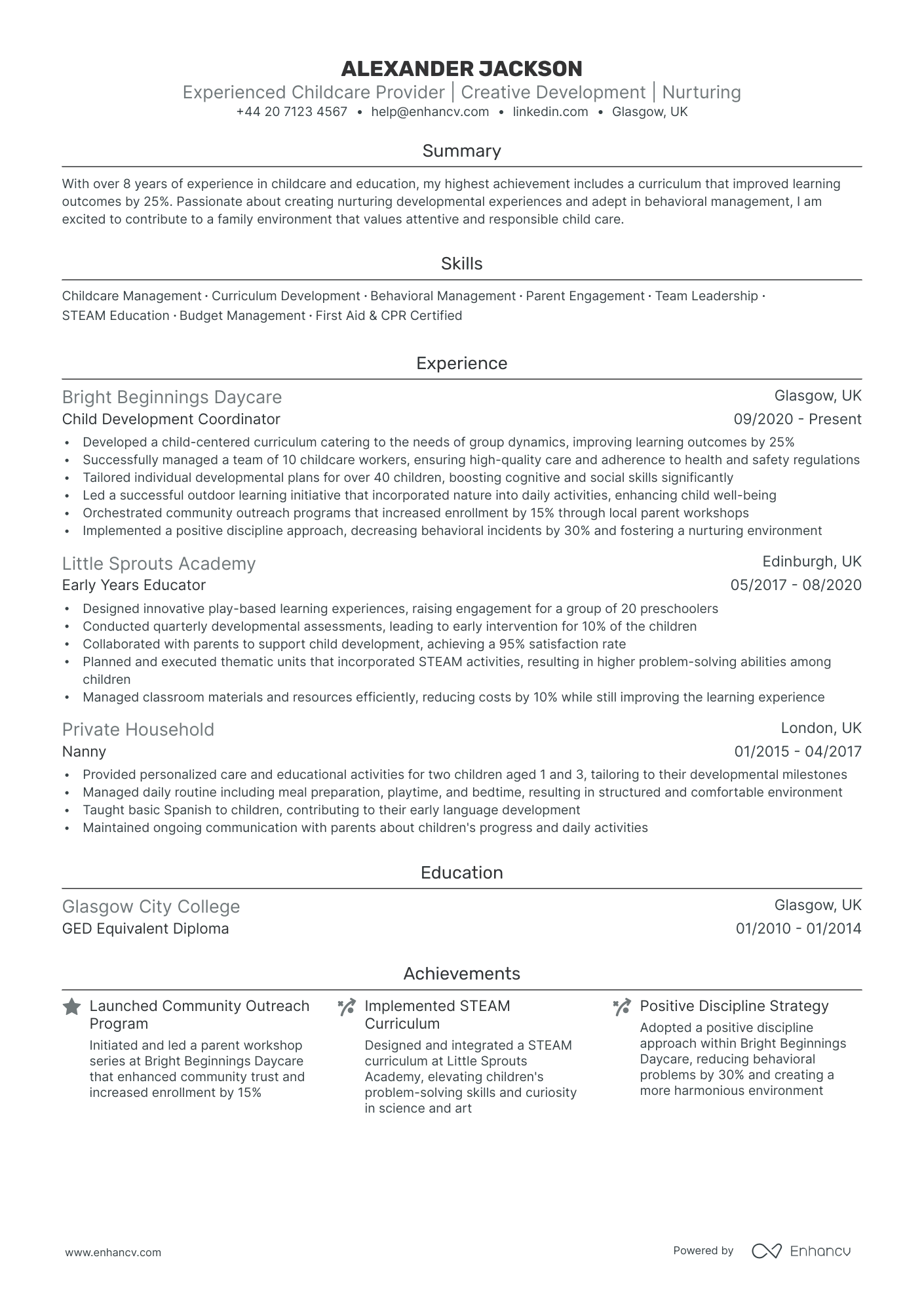 Au Pair CV Examples & Guide for 2025