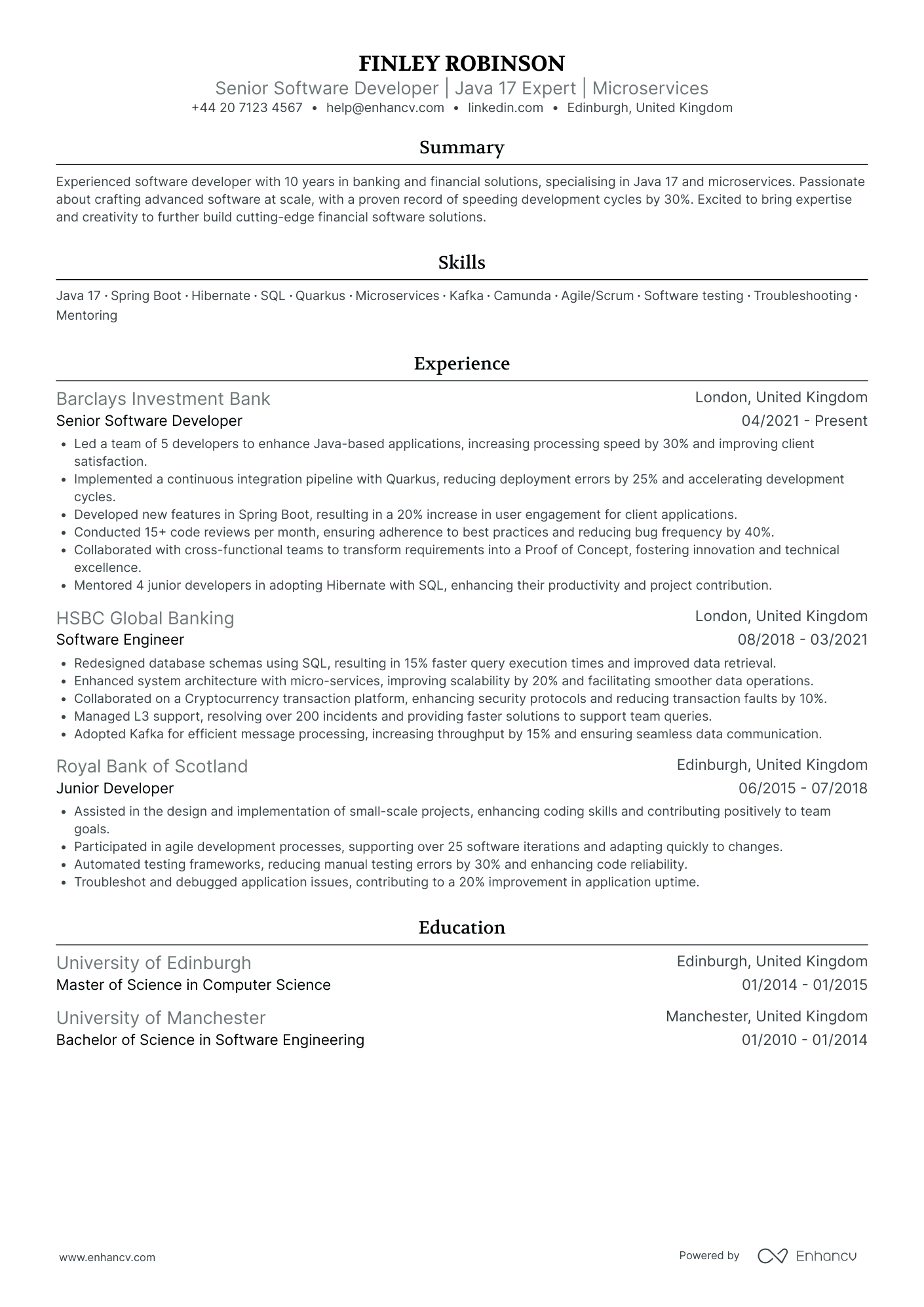 Java Developer CV Examples & Guide for 2025