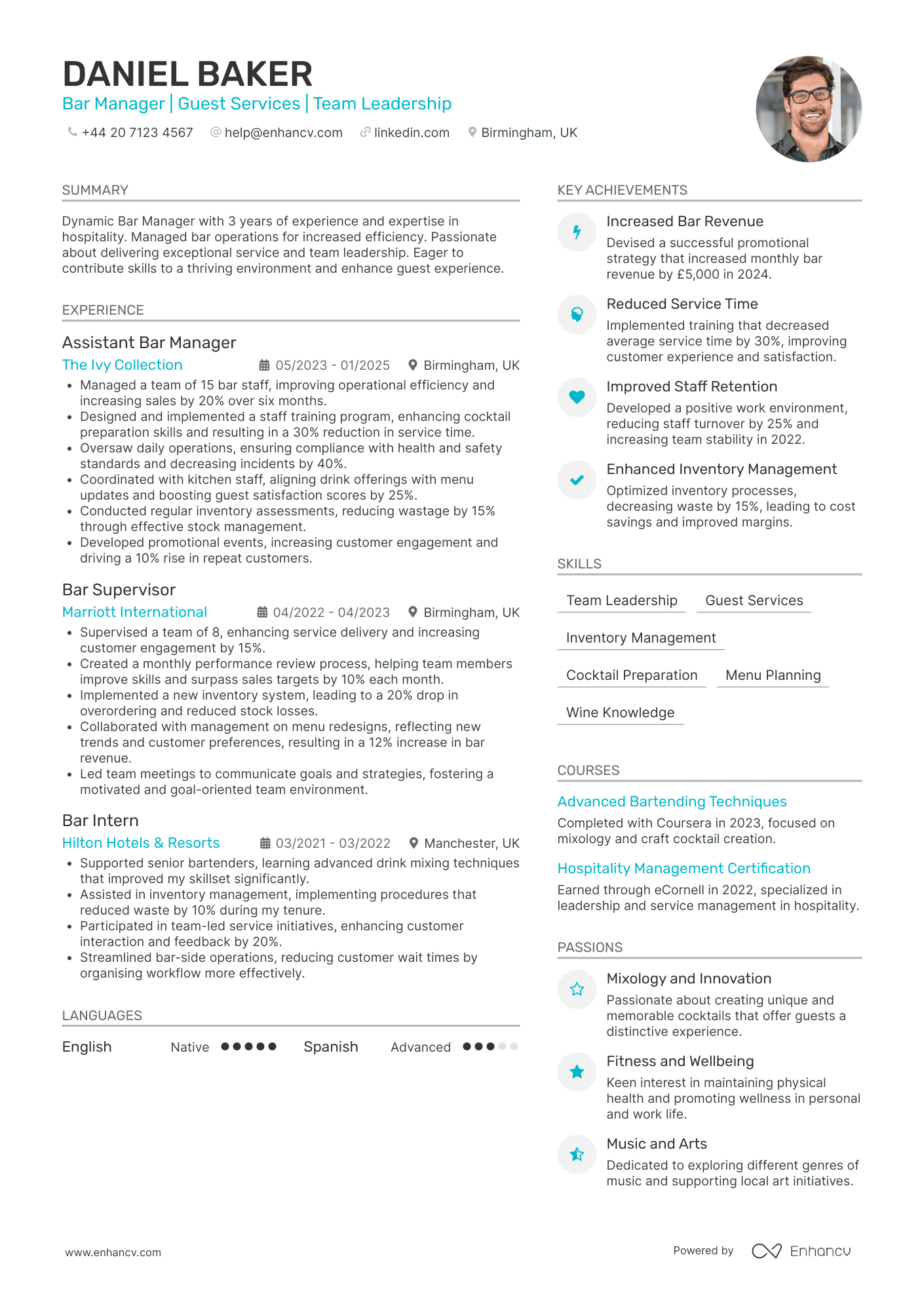 Bar Manager CV Examples & Guide for 2026