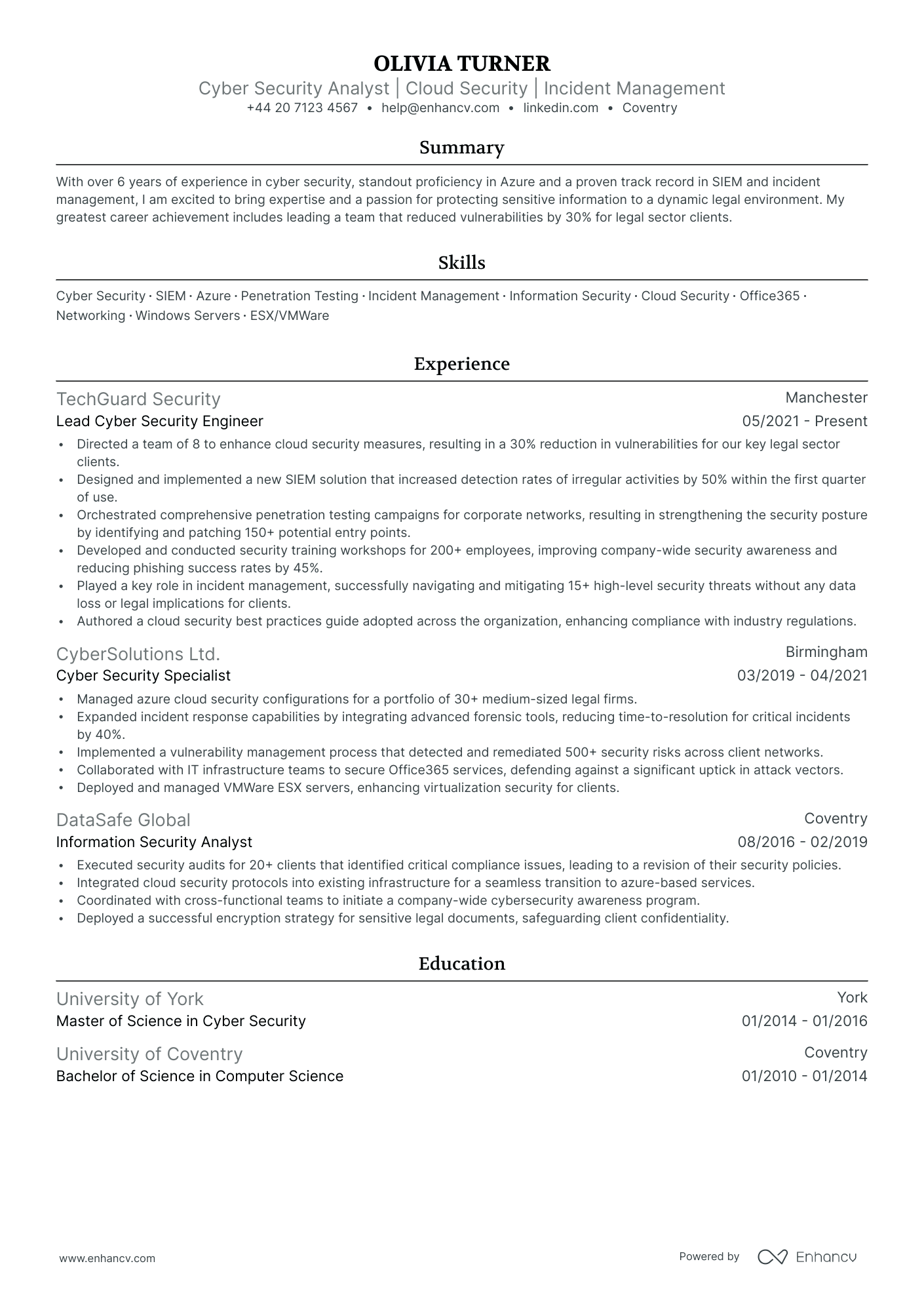 Cyber Security Analyst CV Examples & Guide for 2025