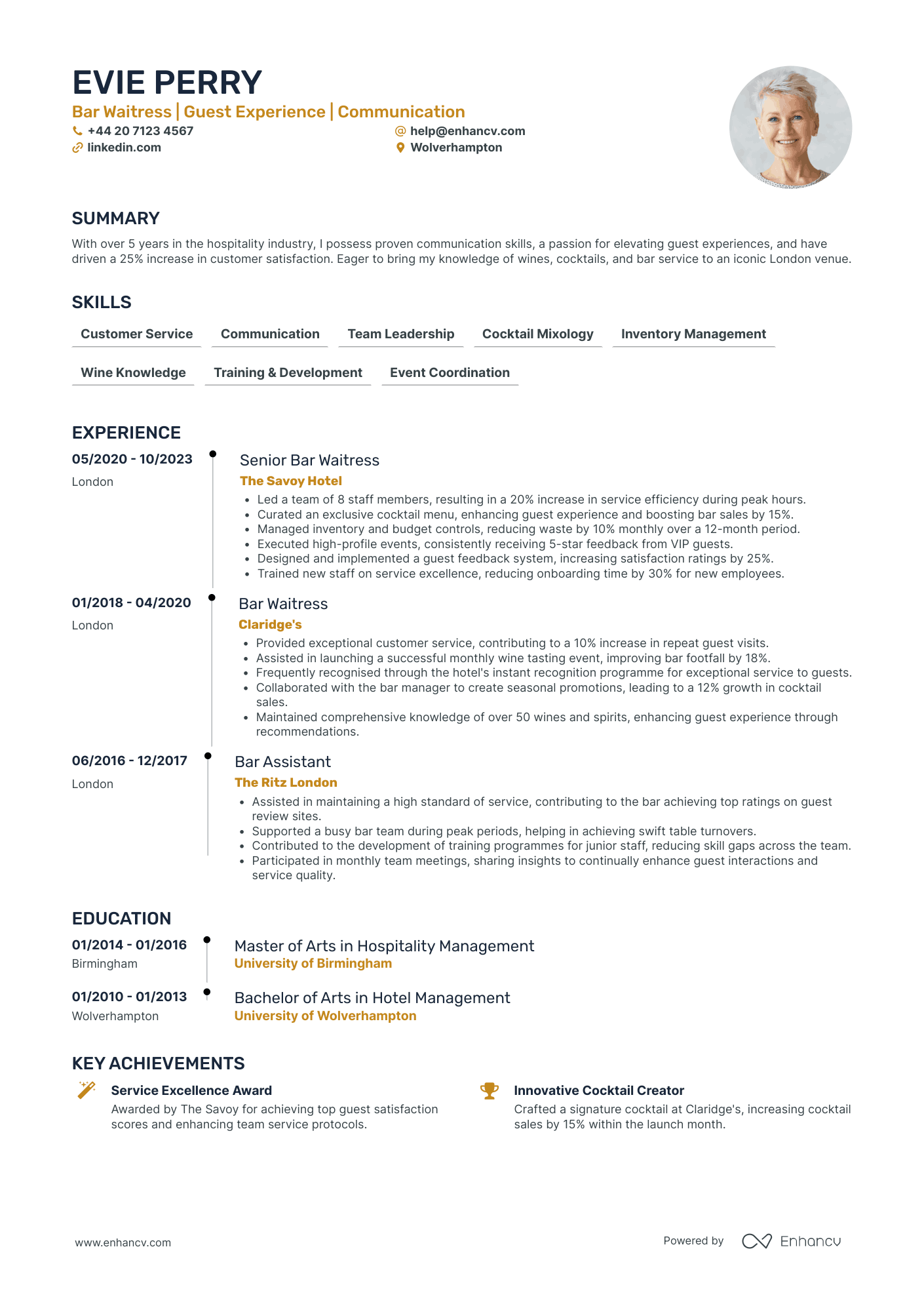 Waitress CV Examples & Guide for 2026