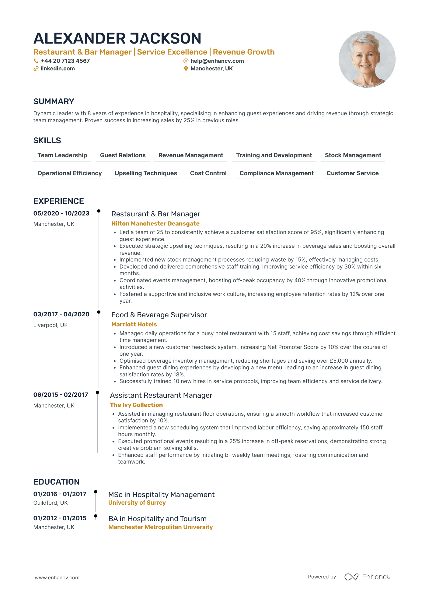 Bar Manager CV Examples & Guide for 2026