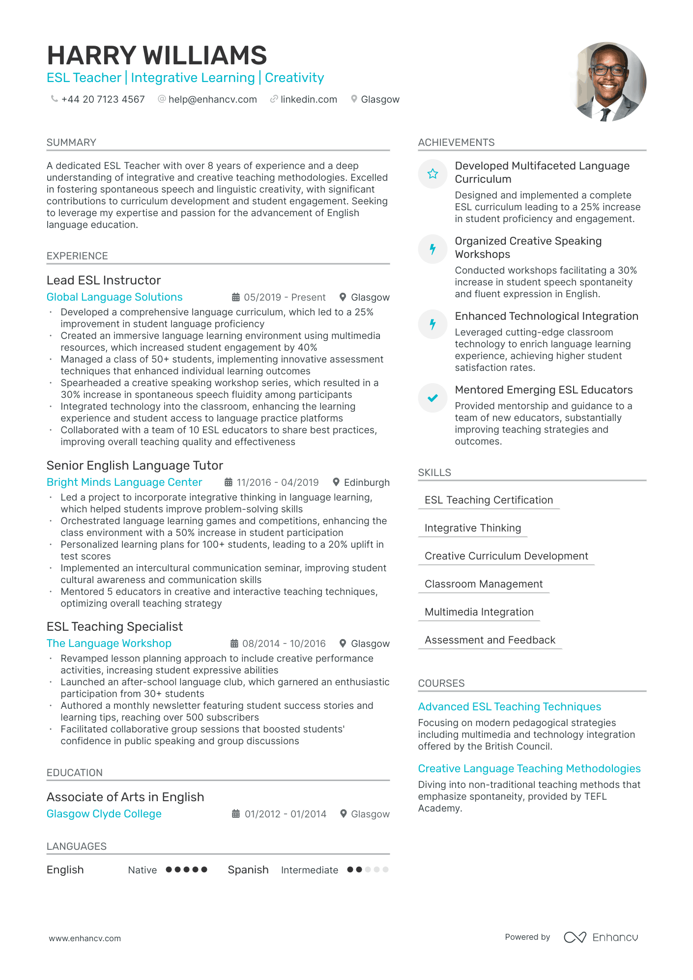ESL Teacher CV Examples & Guide for 2025