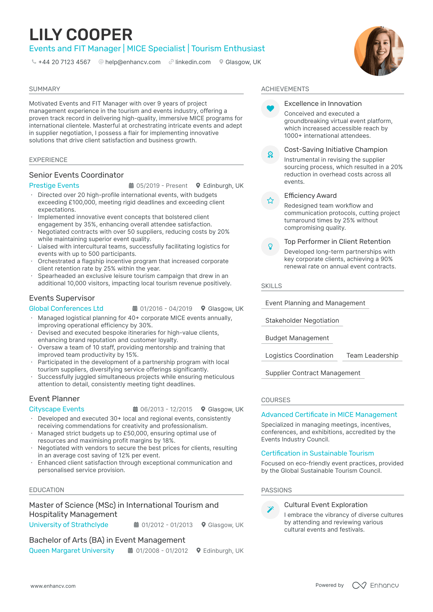 Events Manager CV Examples & Guide for 2025